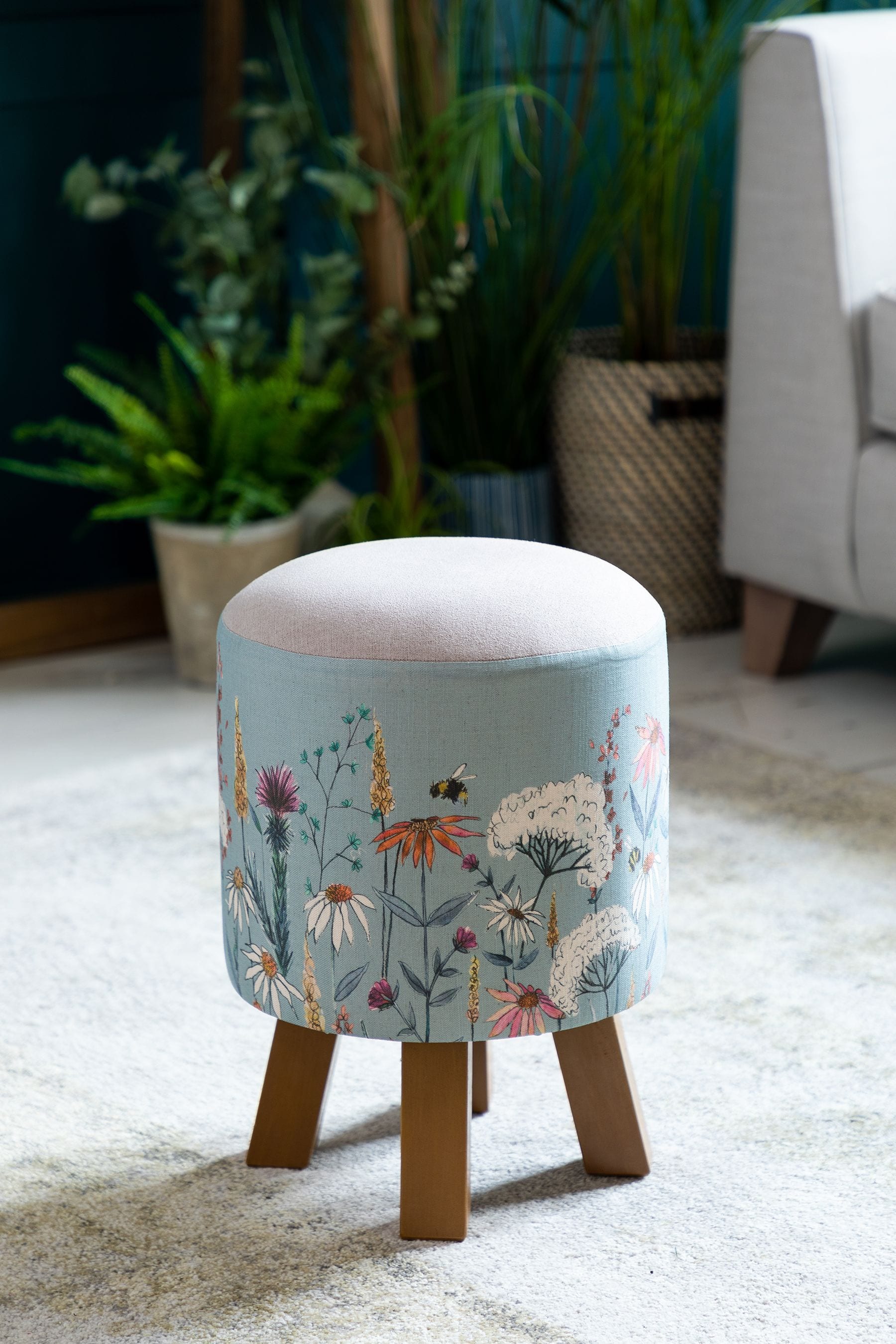 Buy Voyage Blue Monty Hermione Cornflower Footstool from the Next UK ...