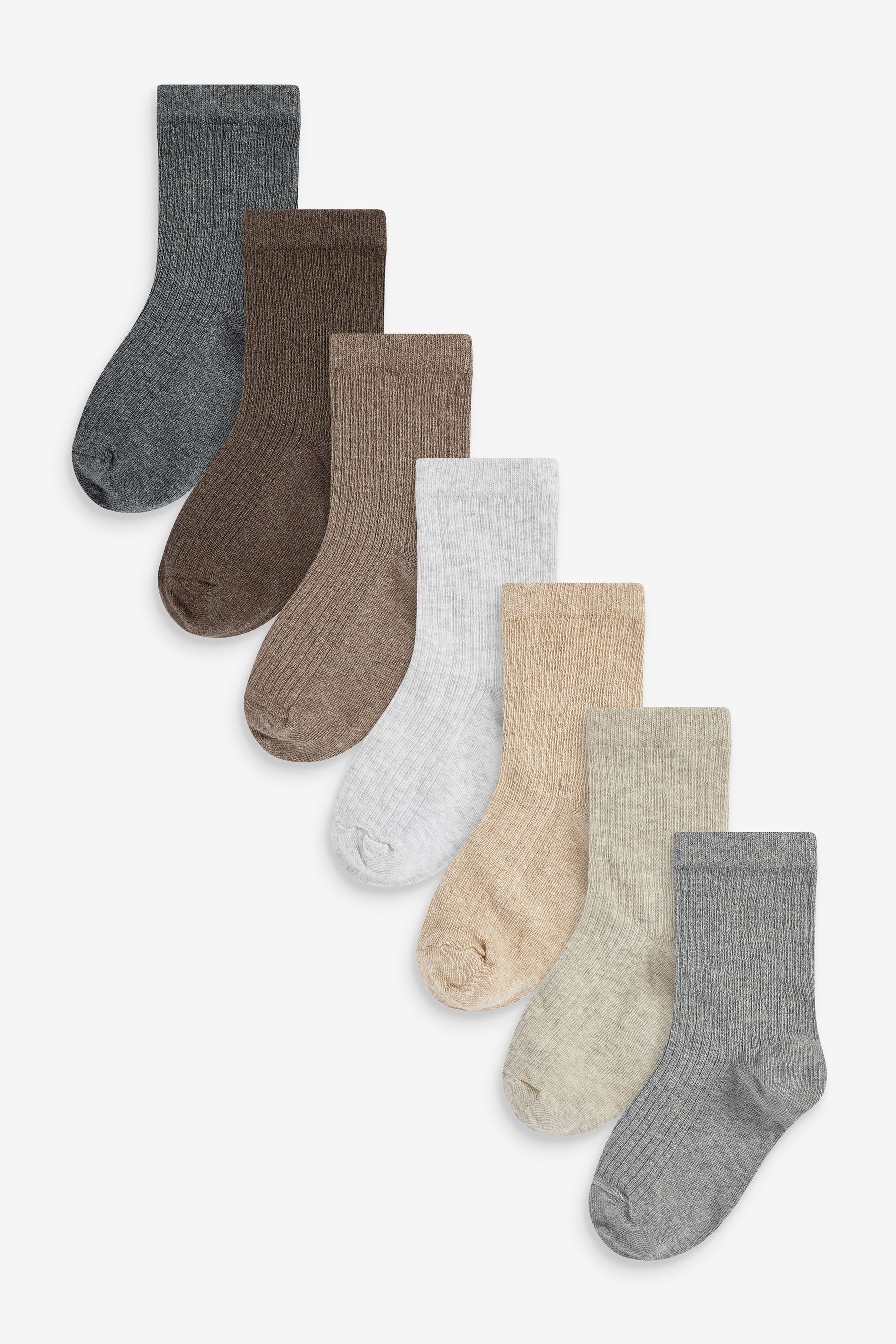Buy Neutral Cotton Rich Fine Rib Socks 7 Pack from the Next UK online shop