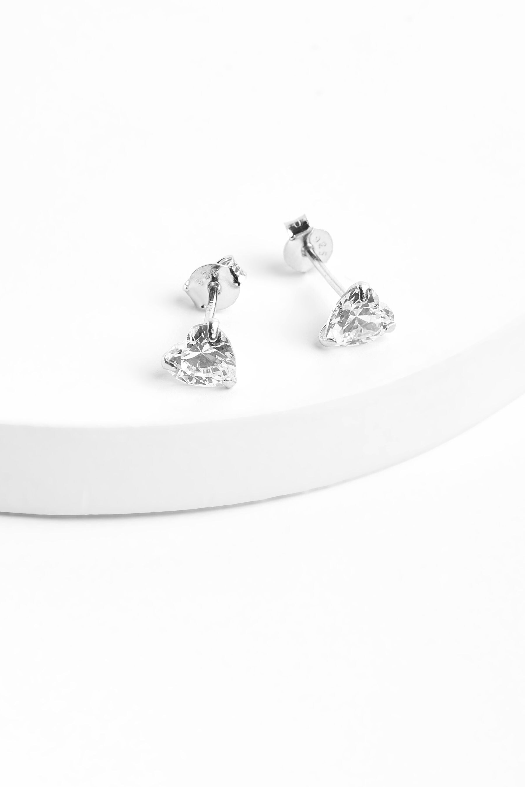 Buy Sterling Silver Heart Sparkle Stud Earrings from the Next UK online ...