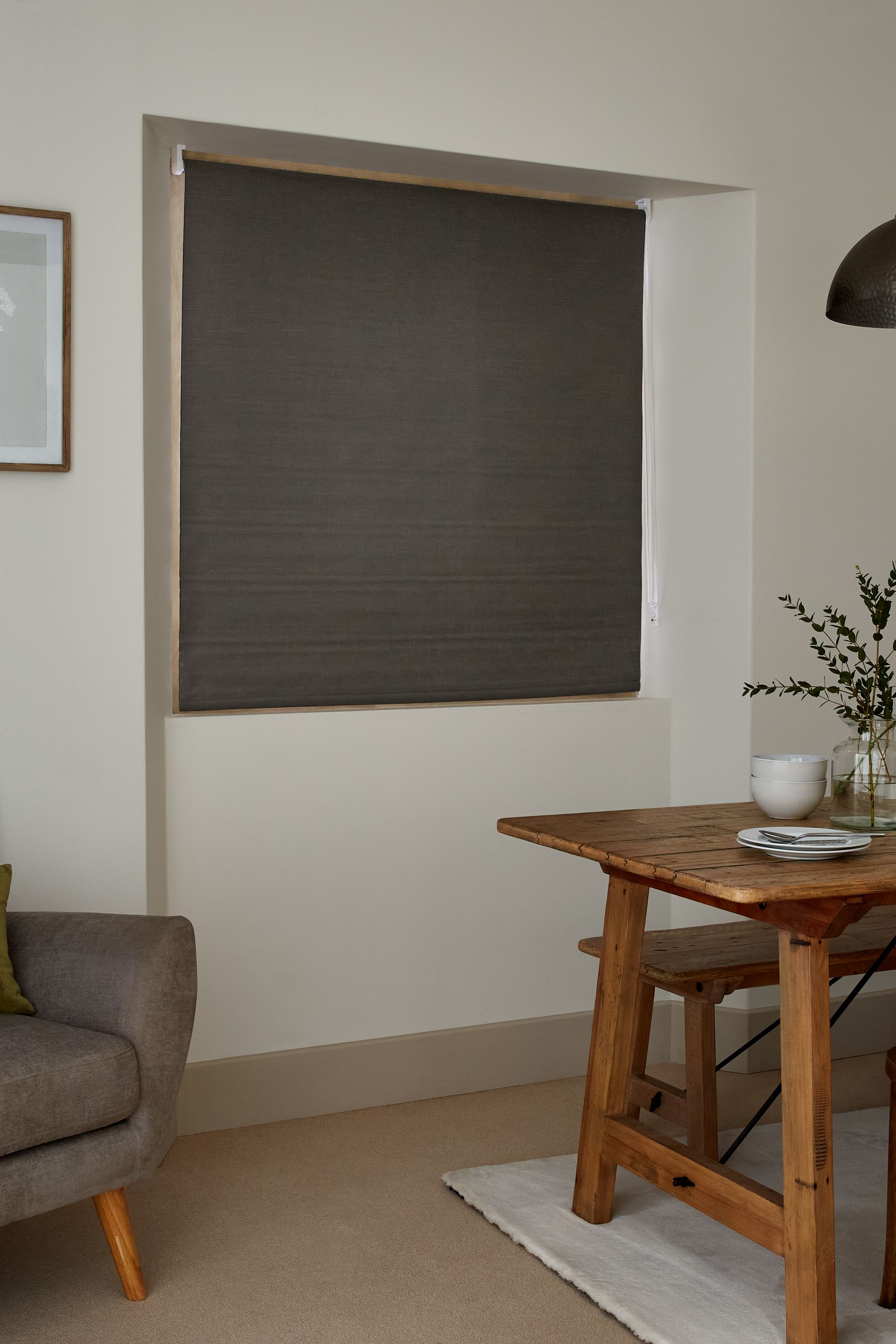 Buy Dark Charcoal Grey Ready Made Roller Blackout Blind Textured from ...