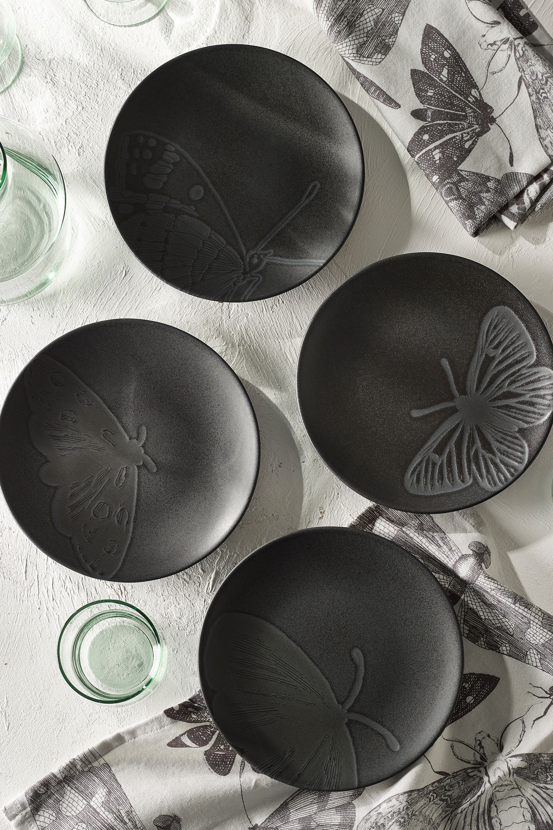 Buy Kew Gardens Set of 4 Black Stoneware Side Plates from the Next UK ...