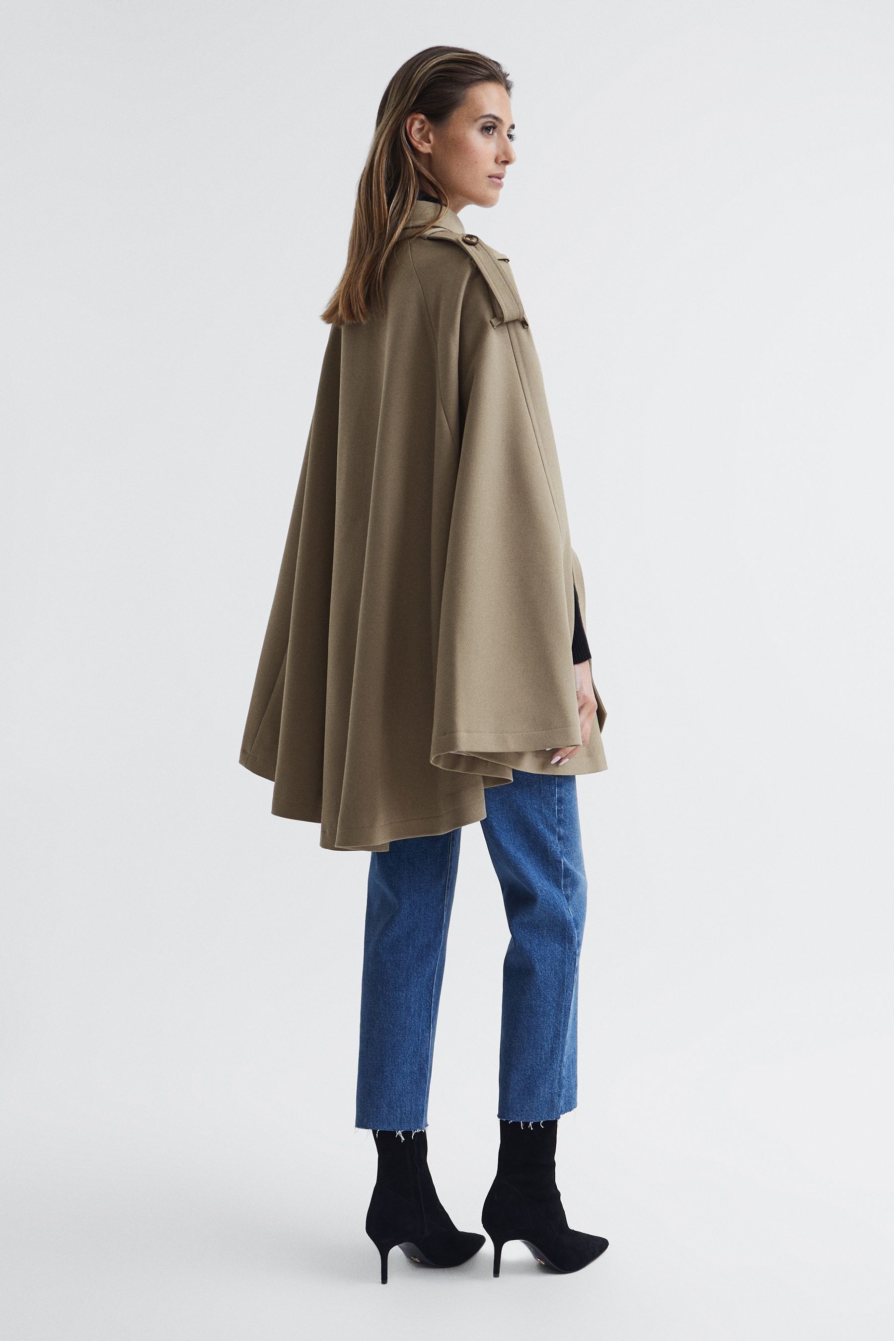 Buy Reiss Neutral Mathilde Trench Wool Blend Cape from the Next UK ...