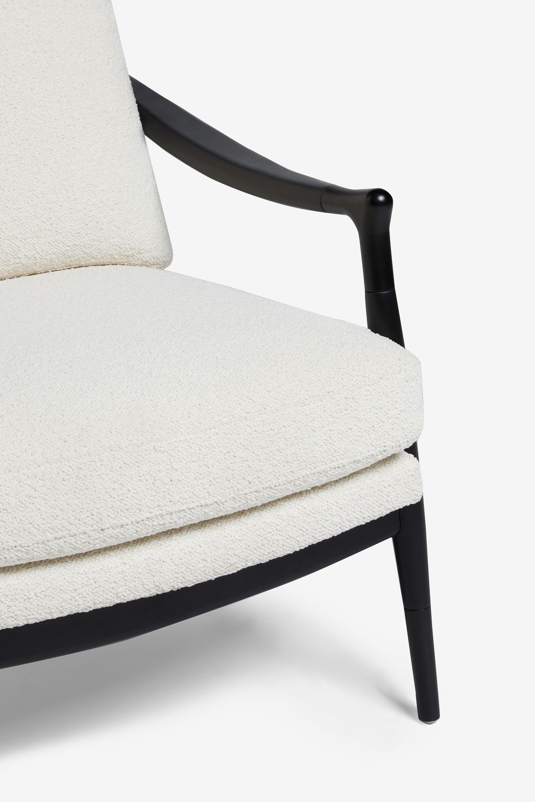 Buy Casual Boucle Oyster Natural Flinton Wooden Black Leg Accent Chair ...
