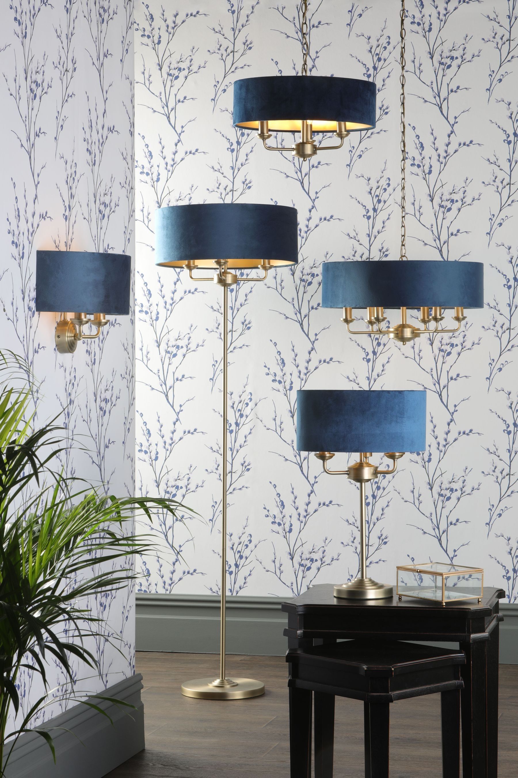 Buy Laura Ashley Blue Sorrento Three light Complete Floor Lamp from the ...
