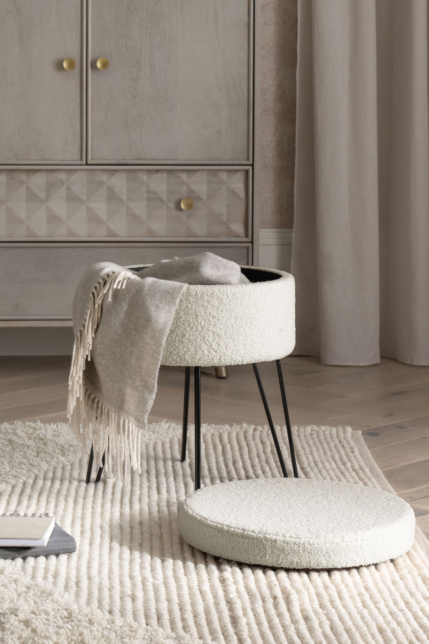 Buy Soft Cosy Boucle Ivory Matson Storage Stool from the Next UK online ...
