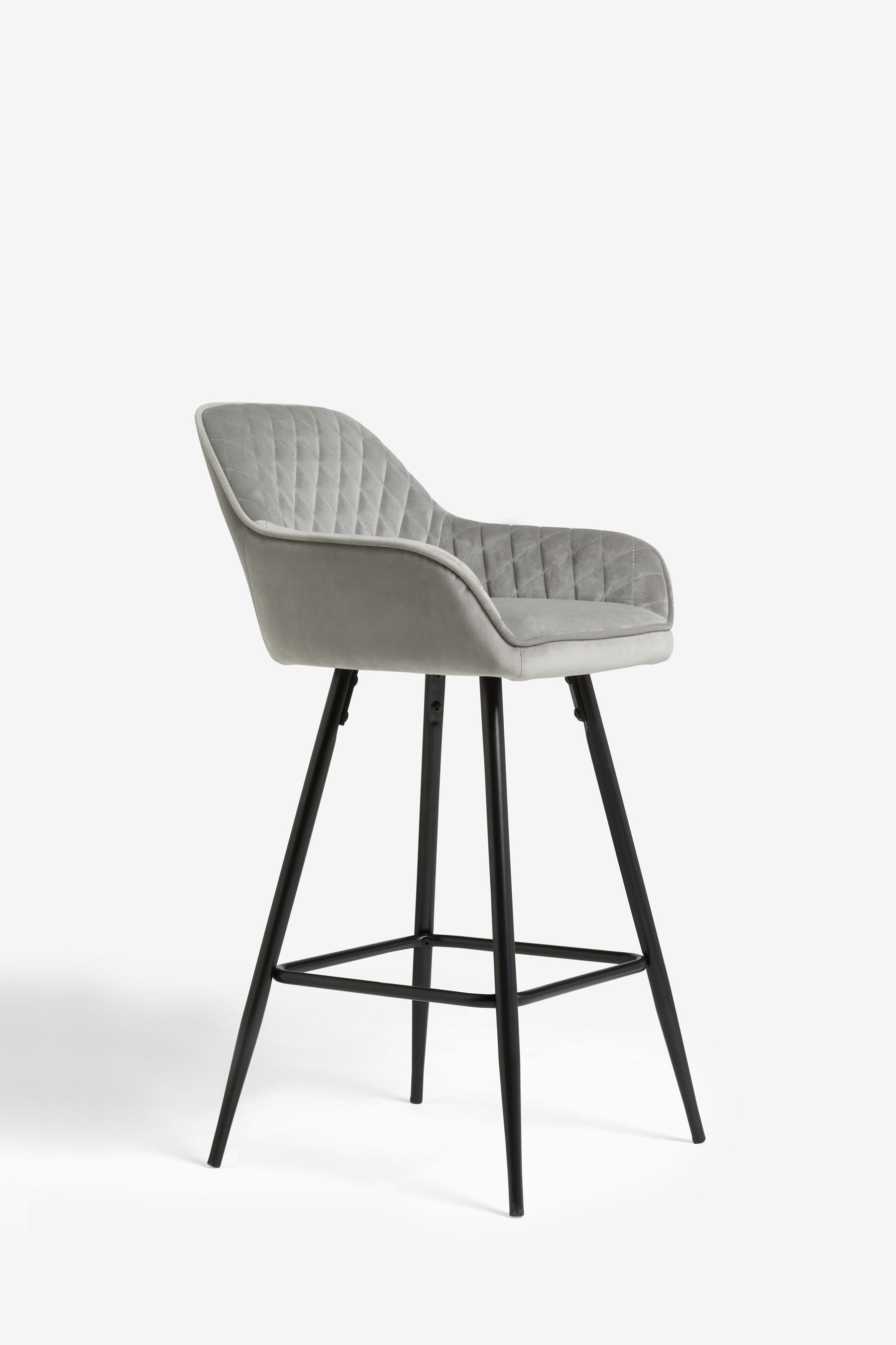 Buy Soft Velvet Mid Grey Black Leg Hamilton Fixed Height Kitchen Bar ...