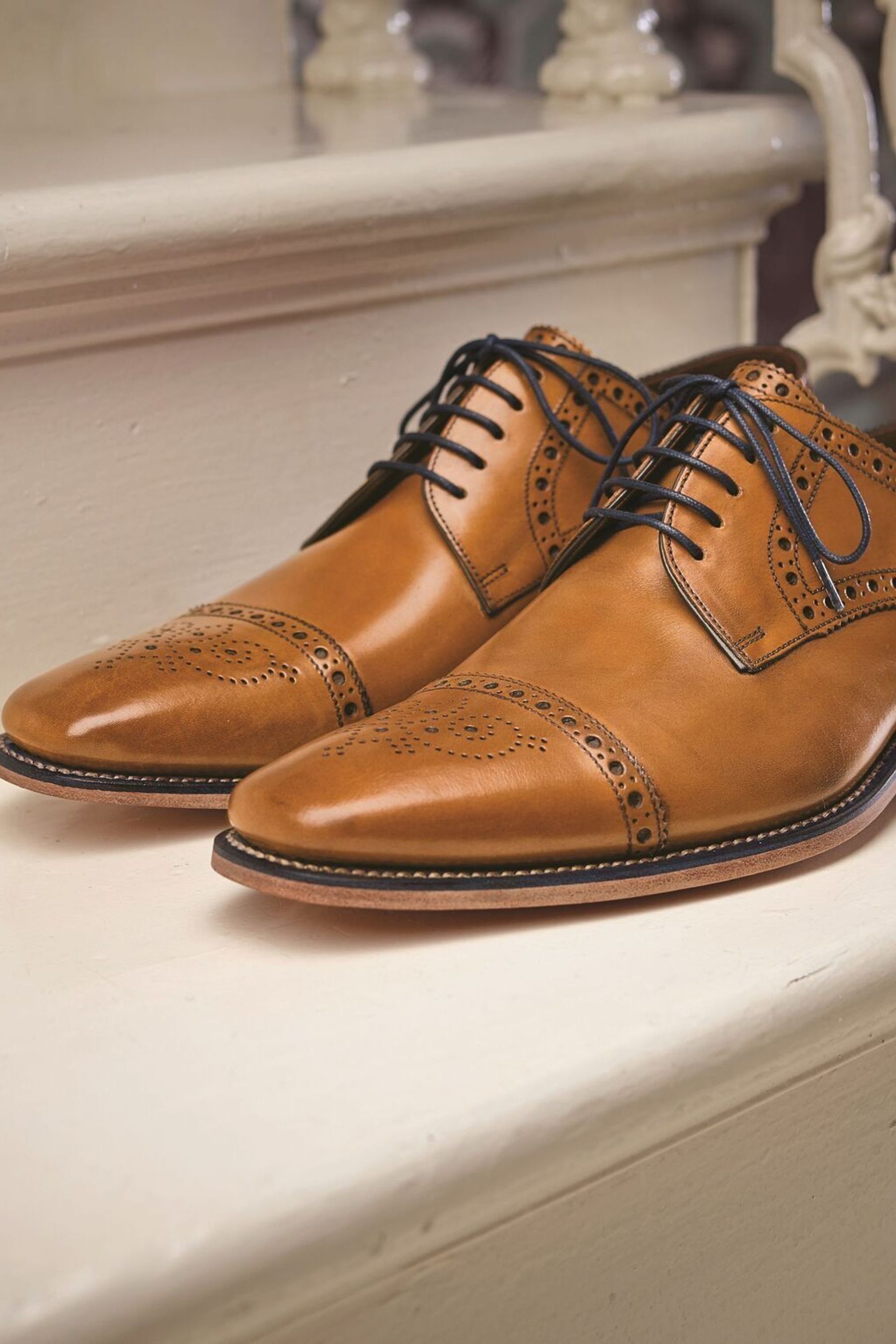 Buy Loake Foley Calf Leather Semi Brogue Shoes from the Next UK online shop