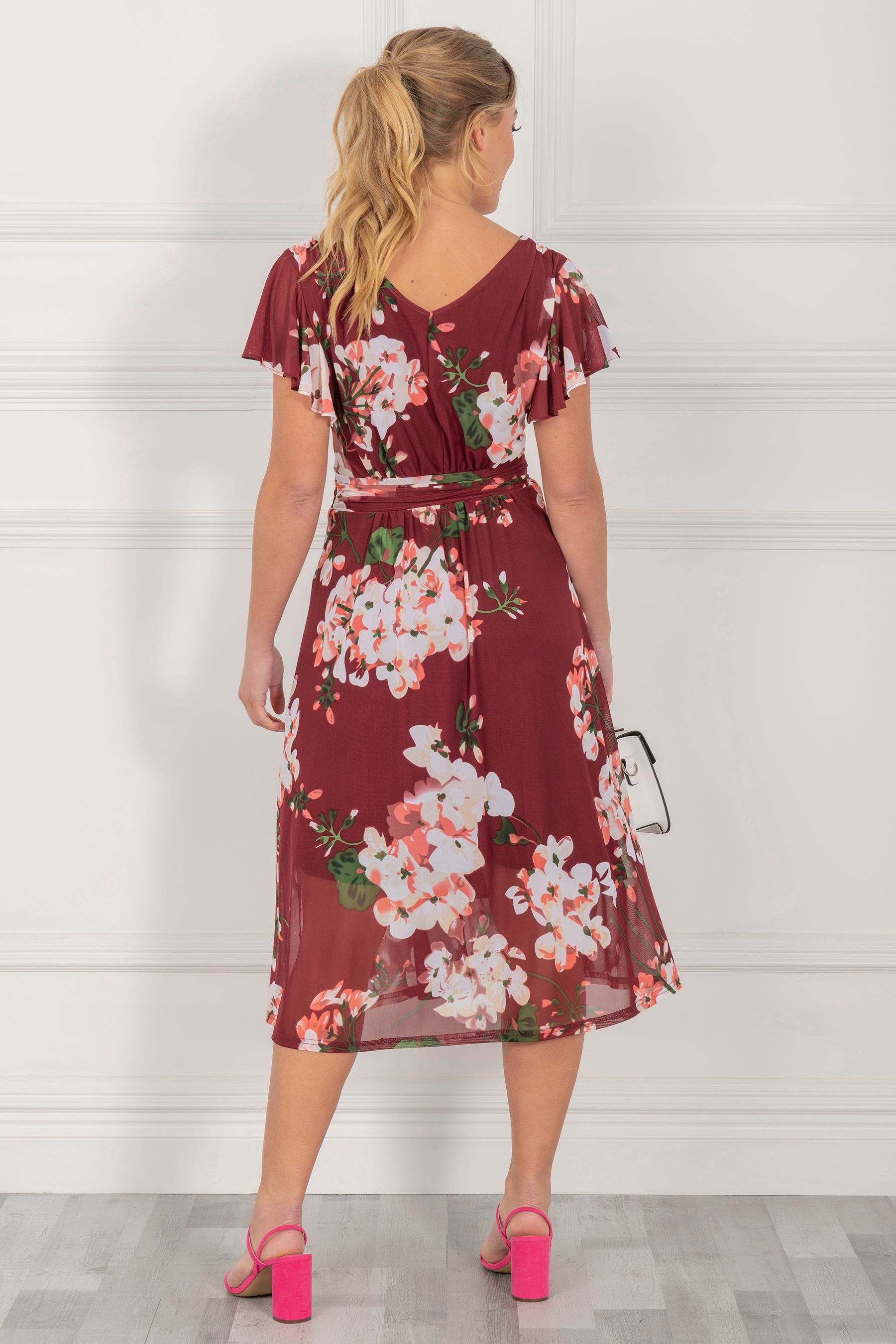 Buy Jolie Moi Bethany Red Mesh Midi Dress from Next Ireland