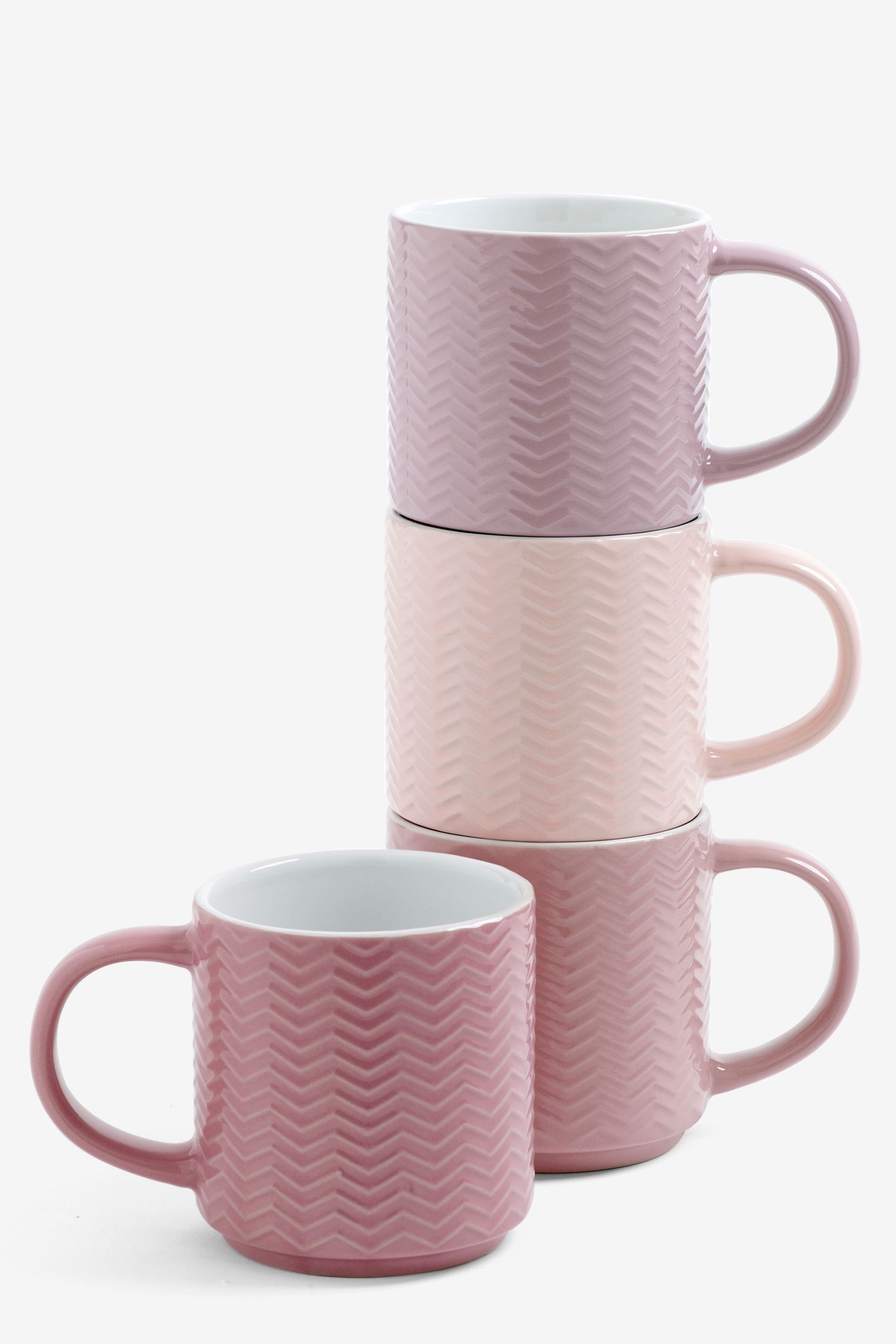 Buy Set of 4 Pink Textured Stacking Mugs from the Next UK online shop