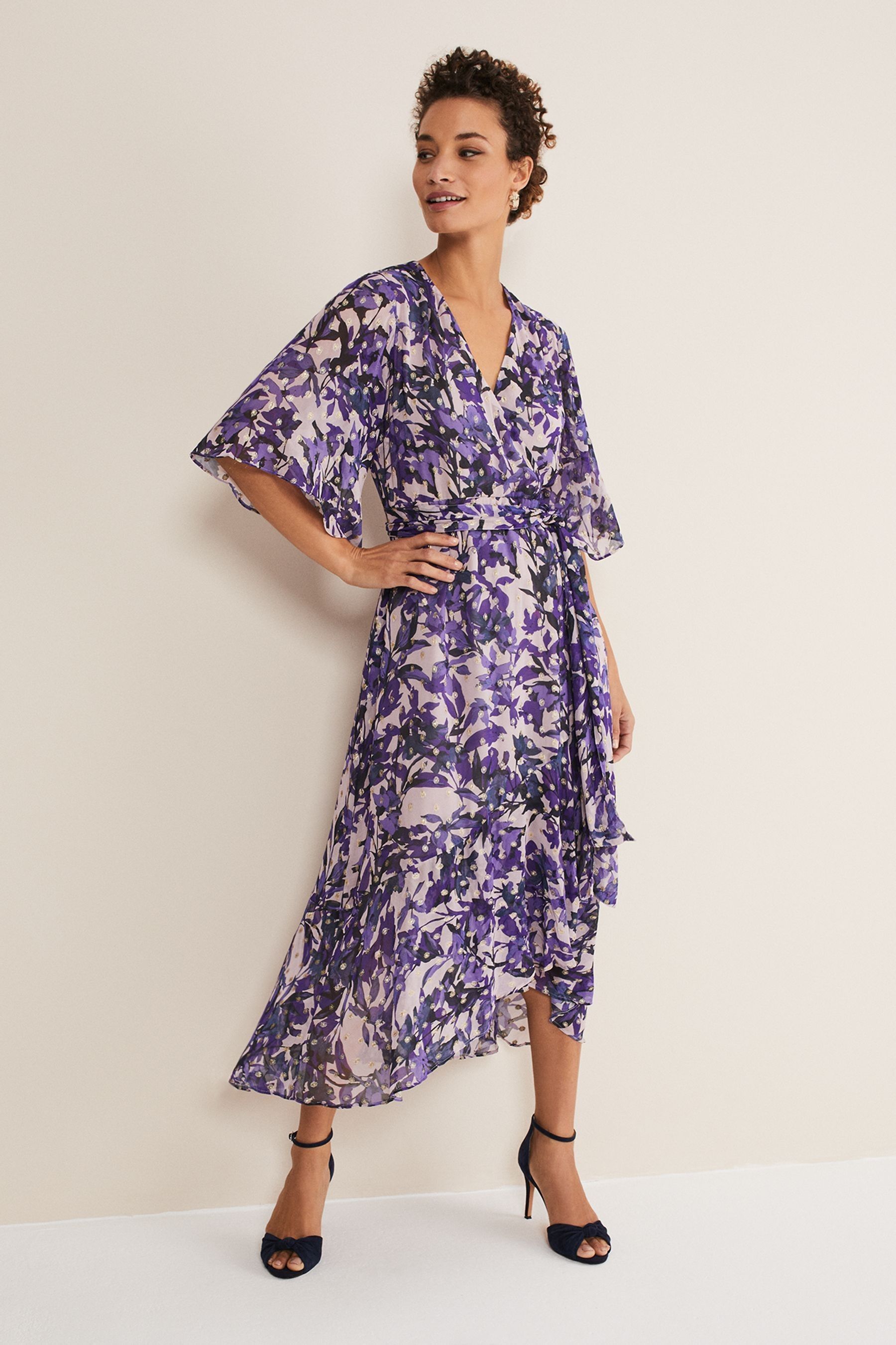 Buy Phase Eight Natural Juliette Floral Fil Coupé Wrap Dress from Next ...