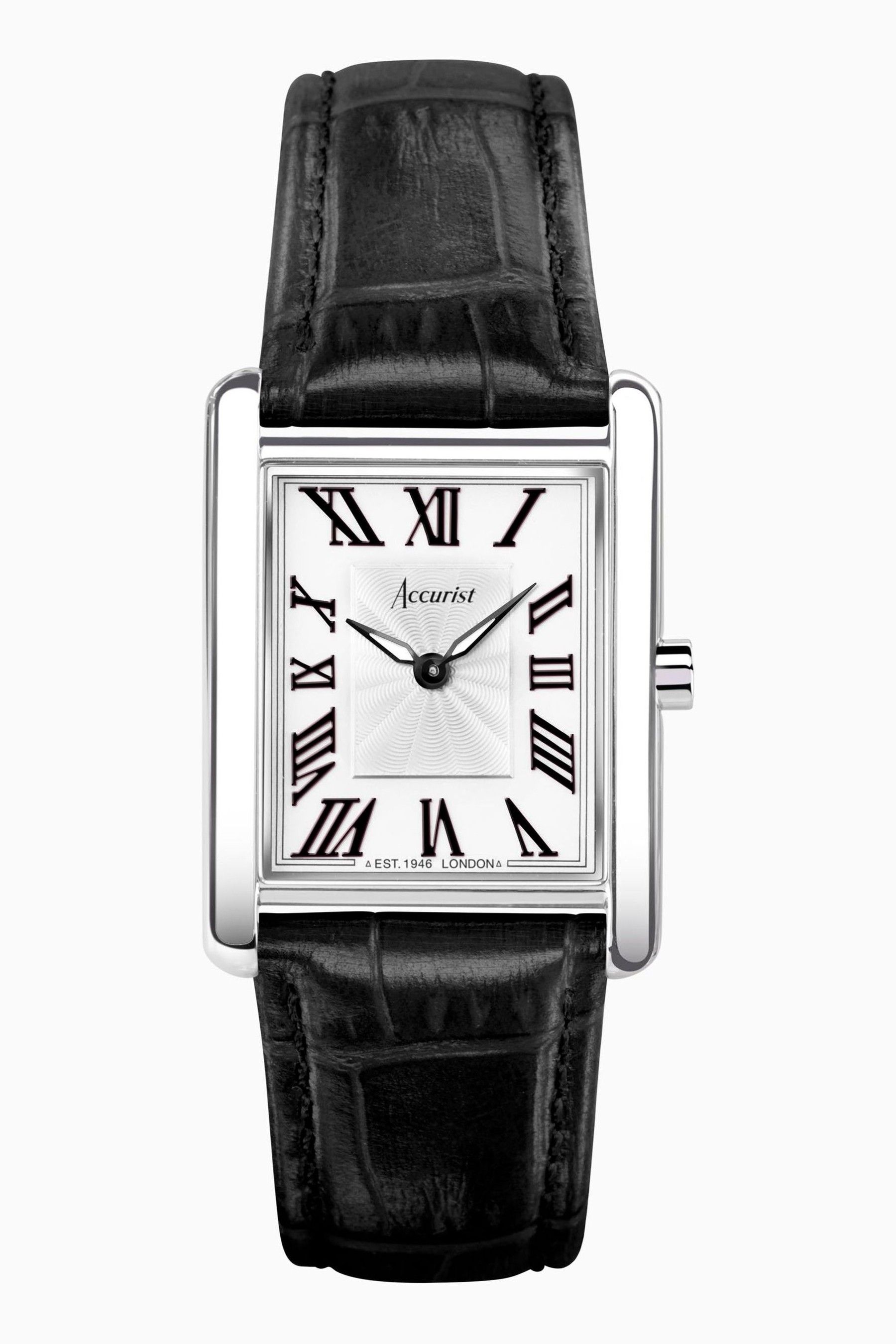 Buy Accurist Womens Black Rectangle Leather Strap Analogue Watch from ...