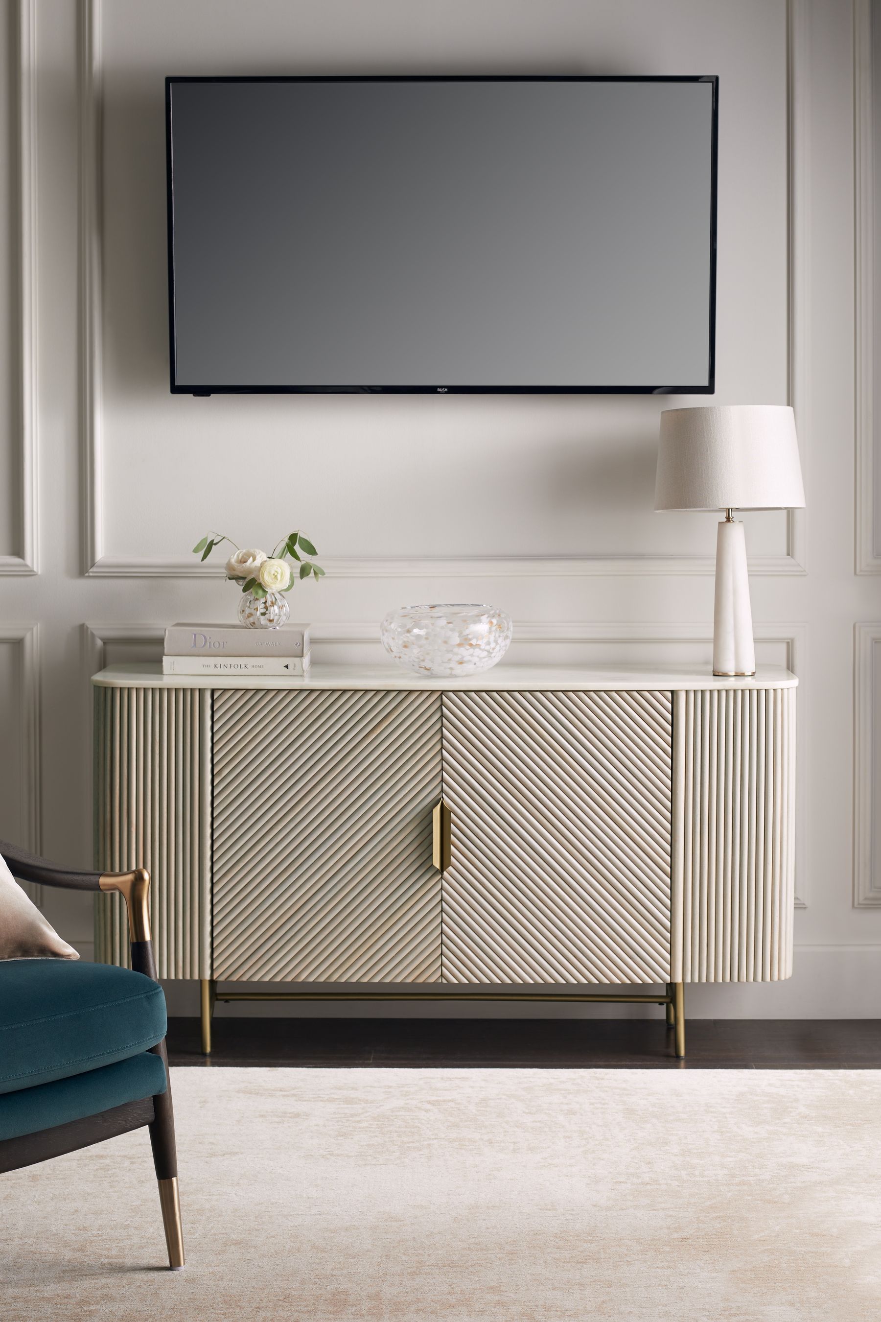 Buy Light Grey Valencia Marble Mango Wood Large Sideboard from Next Ireland