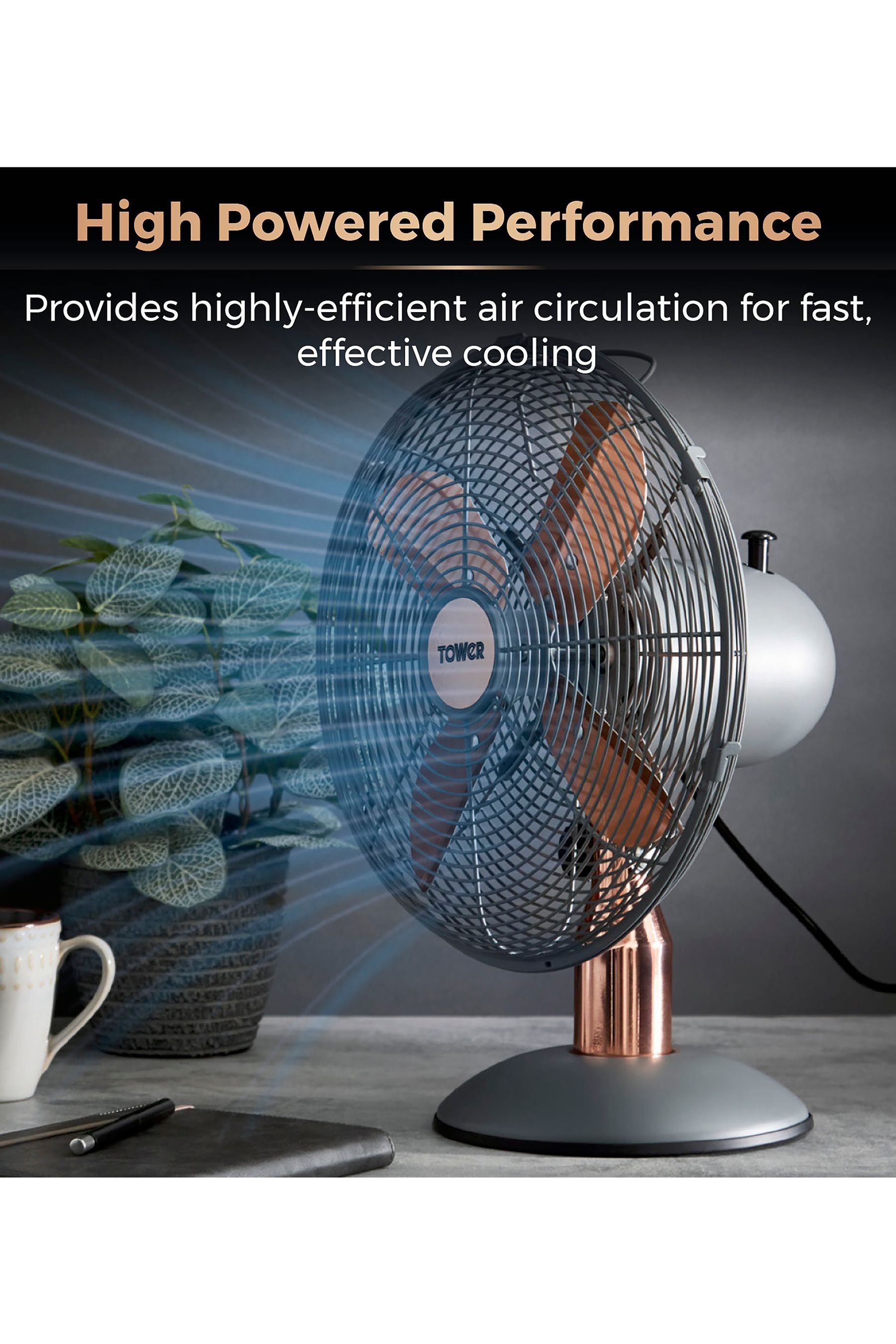 Buy Tower Grey 12 Inch Metal Desk Fan from the Next UK online shop
