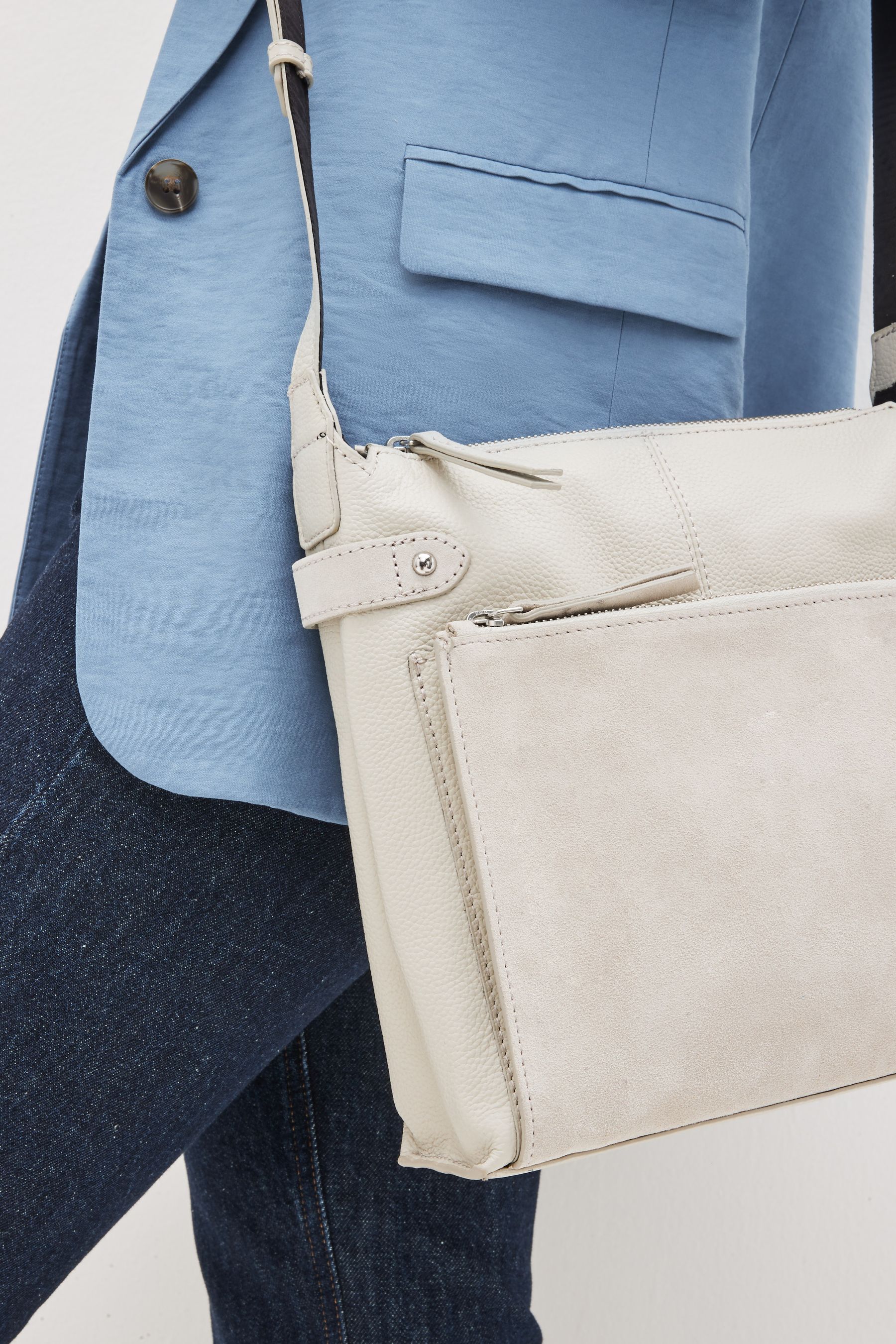 Buy Bone Cream Leather Pocket Messenger Bag from the Next UK online shop