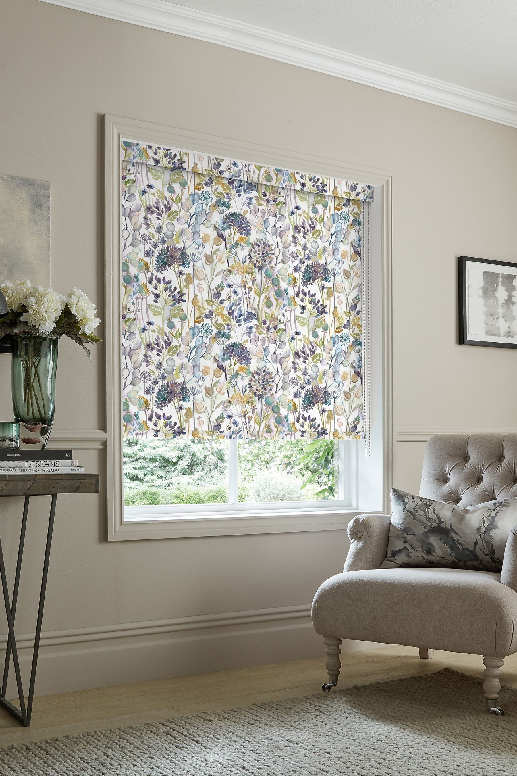 Buy Voyage Sky Blue Blackout Country Hedgerow Made to Measure Roller ...