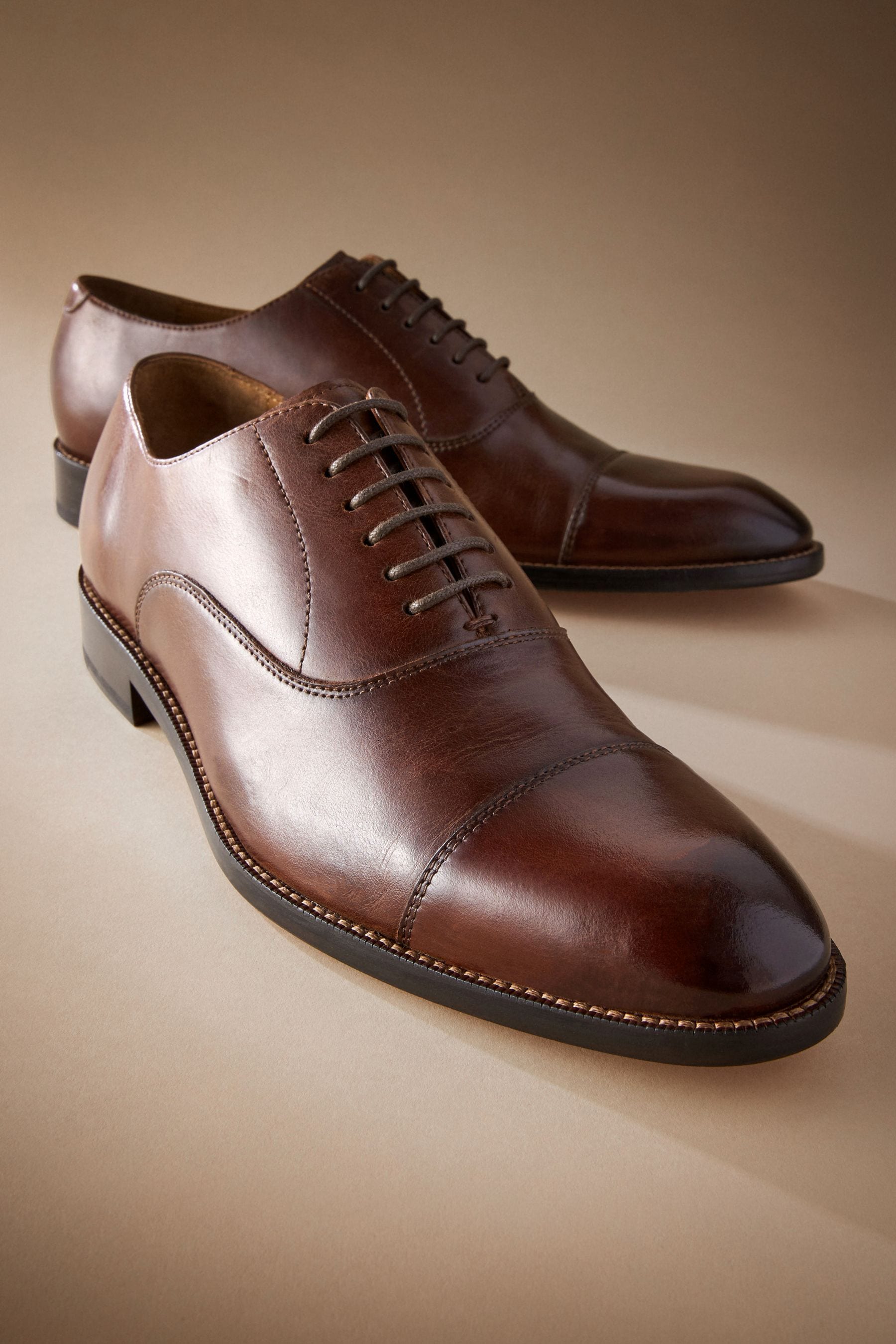 Buy Tan Brown Signature Leather Sole Oxford Toe Cap Shoes from the Next ...