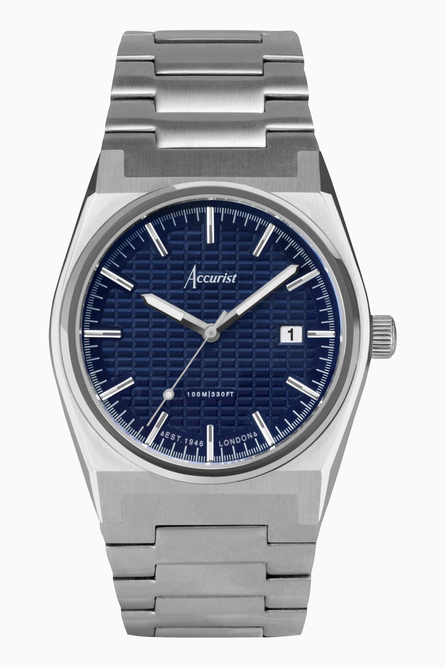 Buy Accurist Mens Silver Tone Origin Stainless Steel Bracelet Analogue ...