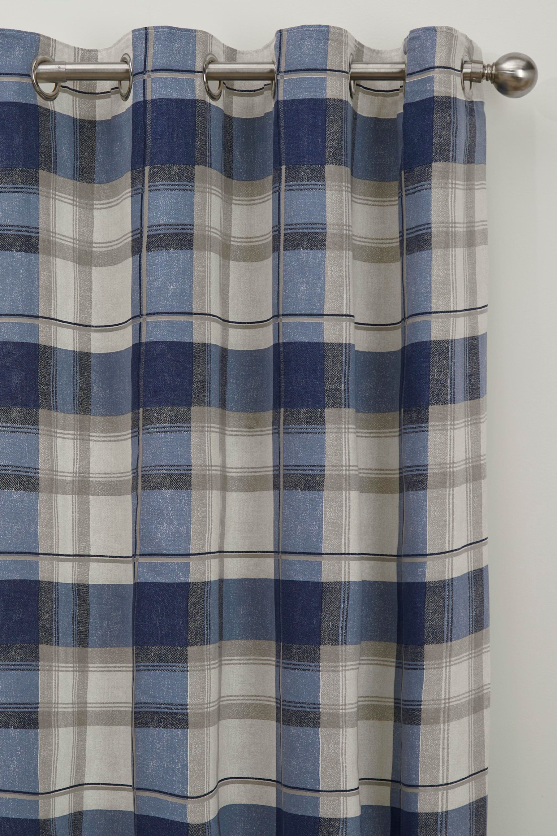 Buy Fusion Blue Balmoral Check Eyelet Curtains from the Next UK online shop