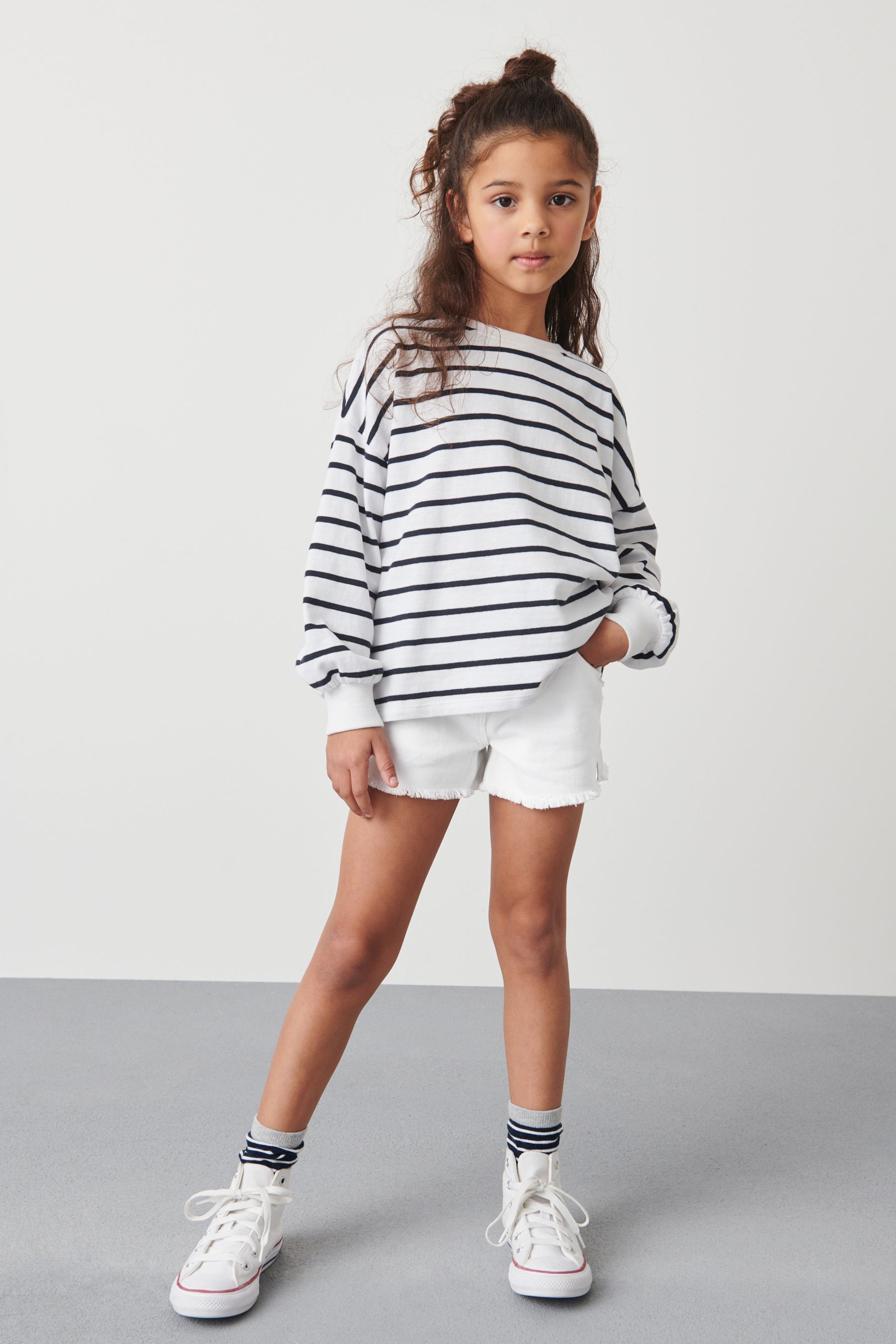 Buy White Regular Length Frayed Edge Shorts (3-16yrs) from the Next UK ...