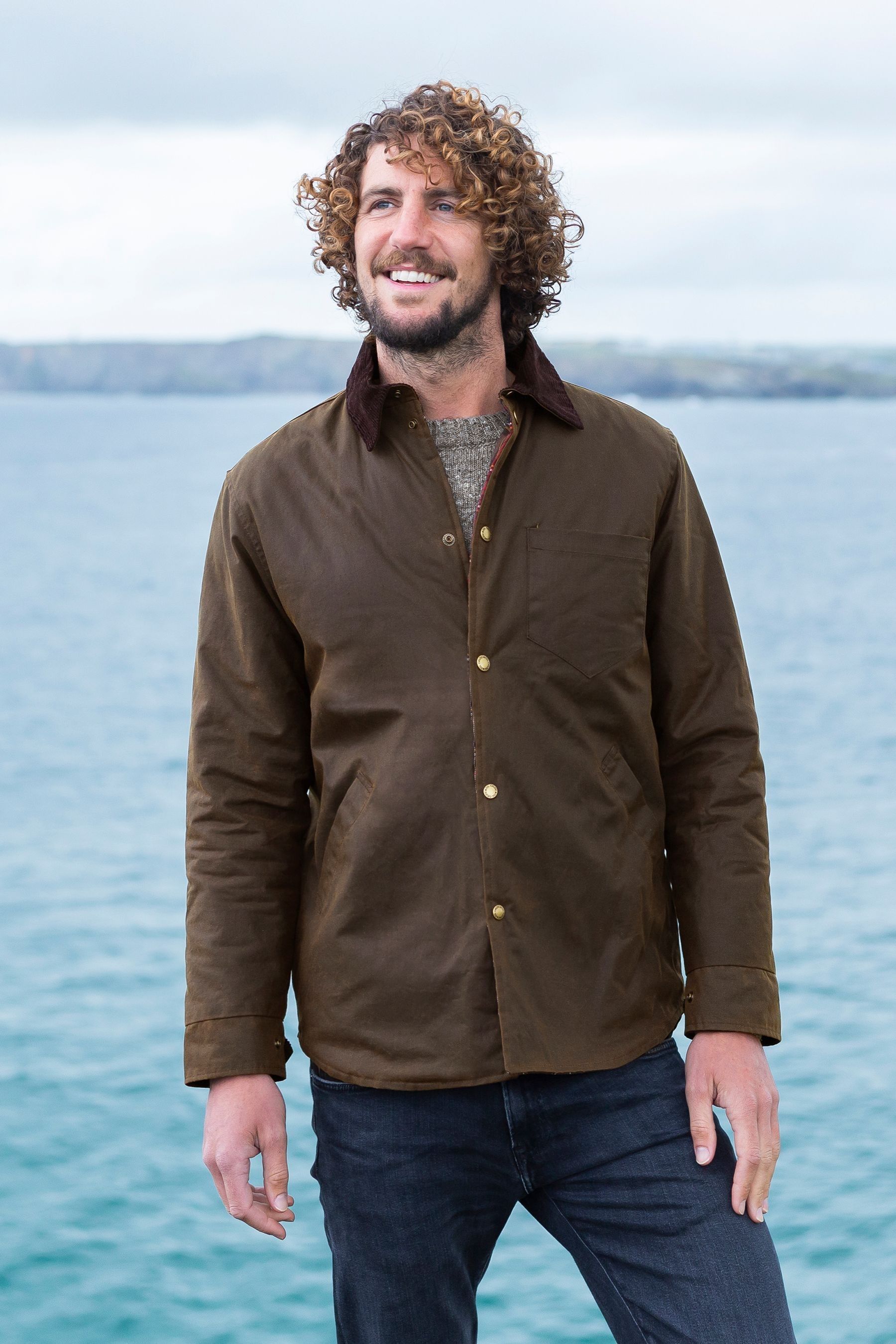 Buy Celtic & Co. Mens Waxed Brown Cotton Overshirt from the Next UK ...