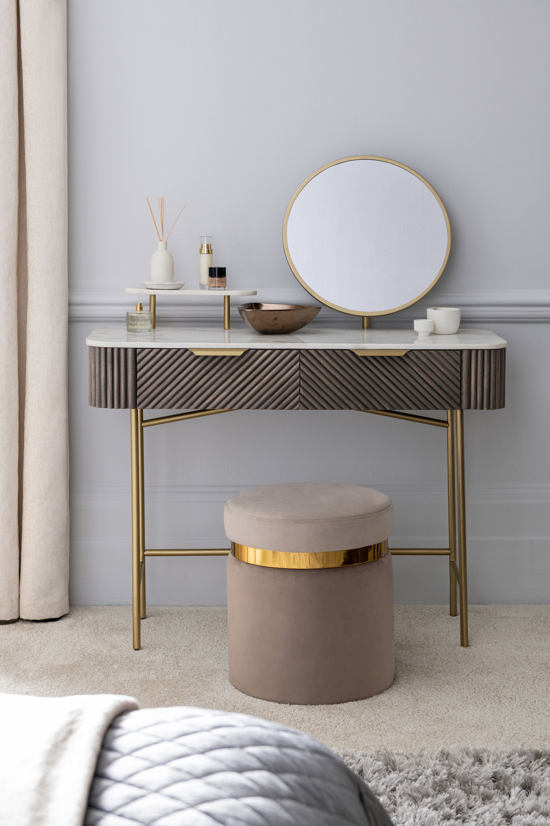 Buy Dark Grey Valencia Solid Mango Wood Small Console Dressing Table ...