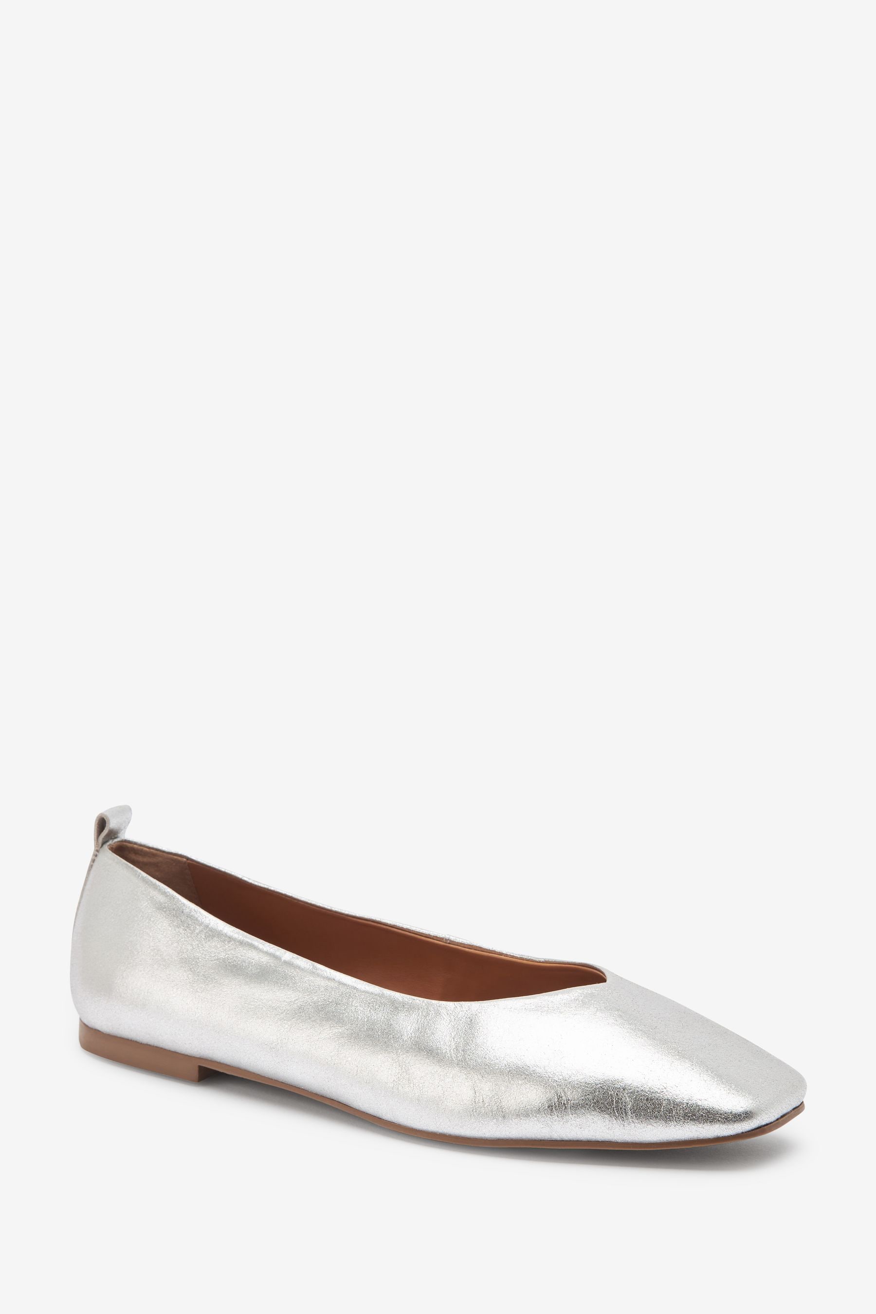 Buy Silver Signature Leather Hi Cut Ballerina Shoes from the Next UK ...
