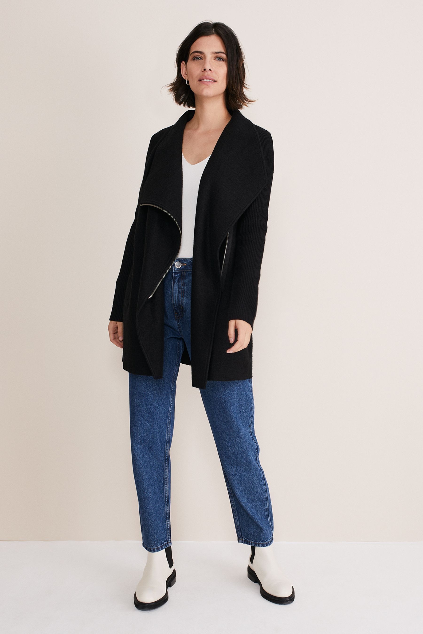 Buy Phase Eight Black Zip Byanca Knit Coat from the Next UK online shop