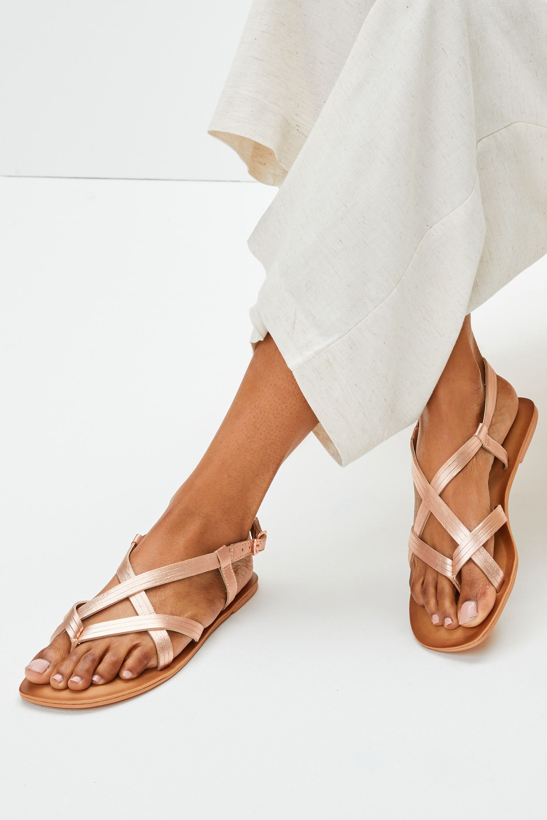 Buy Forever Comfort® Leather Toe Post Flat Sandals from Next Ireland