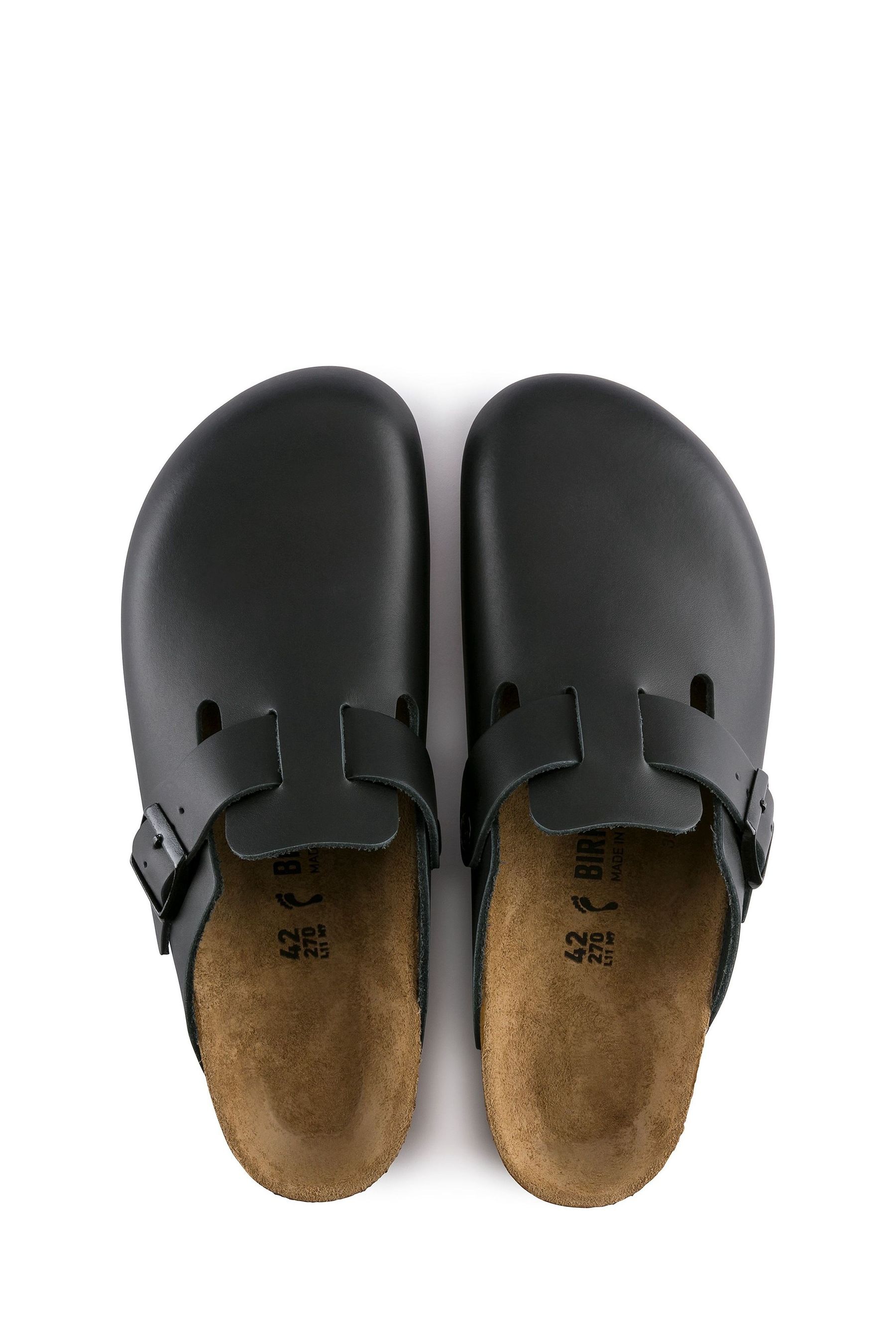 Buy Birkenstock Smooth Leather Boston Black Clogs from the Next UK ...