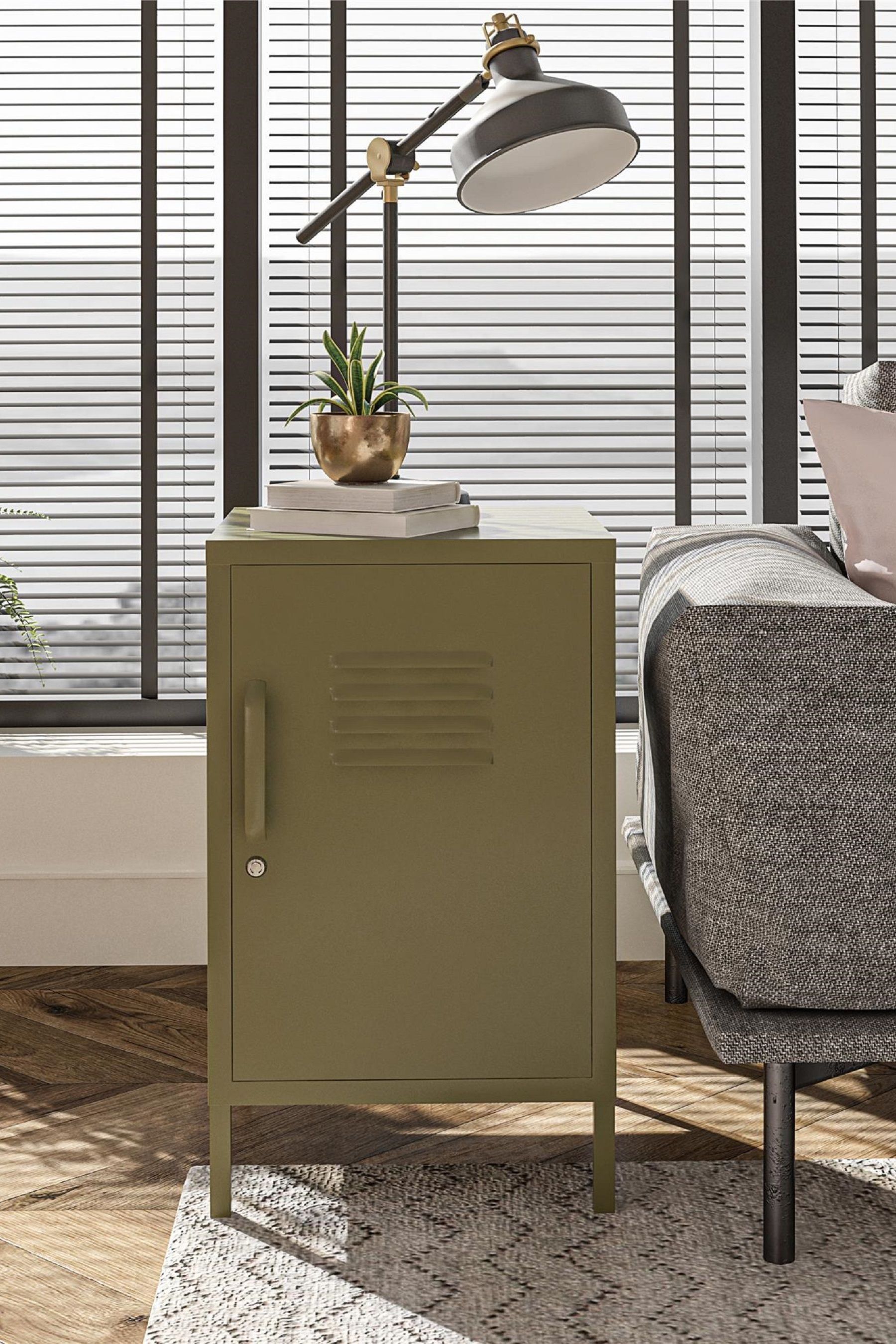 Buy Dorel Home Olive Green Europe Bradford Metal Locker End Table from ...