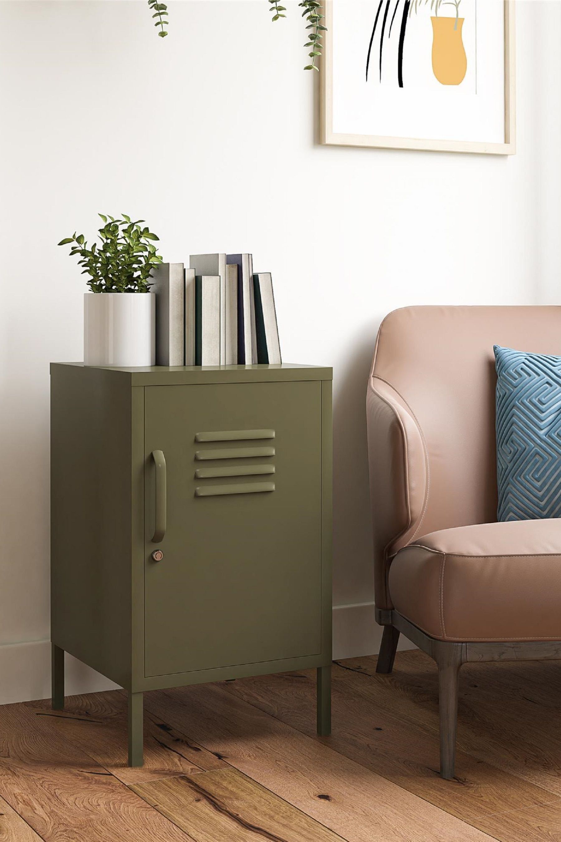 Buy Dorel Home Olive Green Europe Bradford Metal Locker End Table from ...