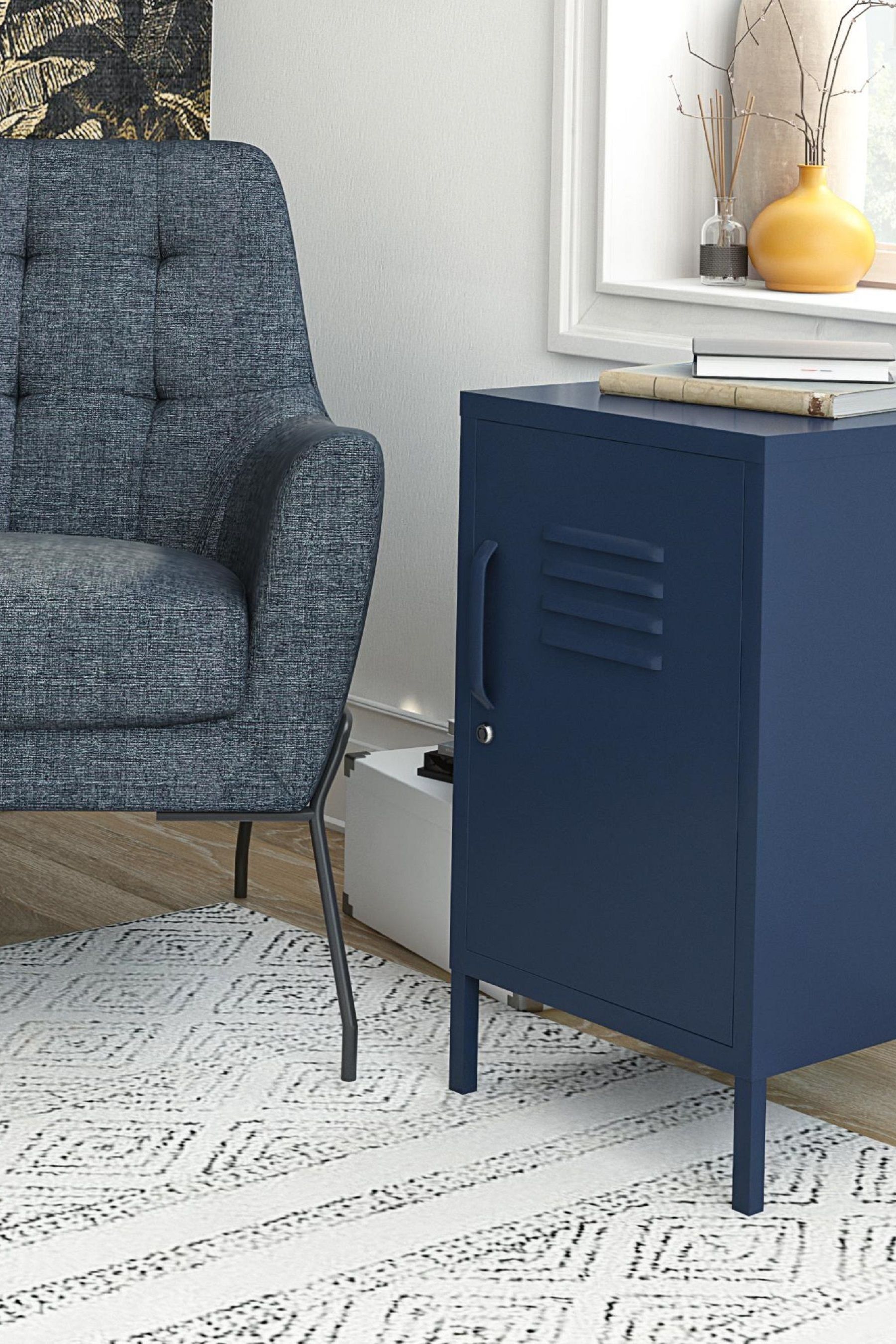 Buy Dorel Home Navy Blue Europe Bradford Metal Locker End Table from ...