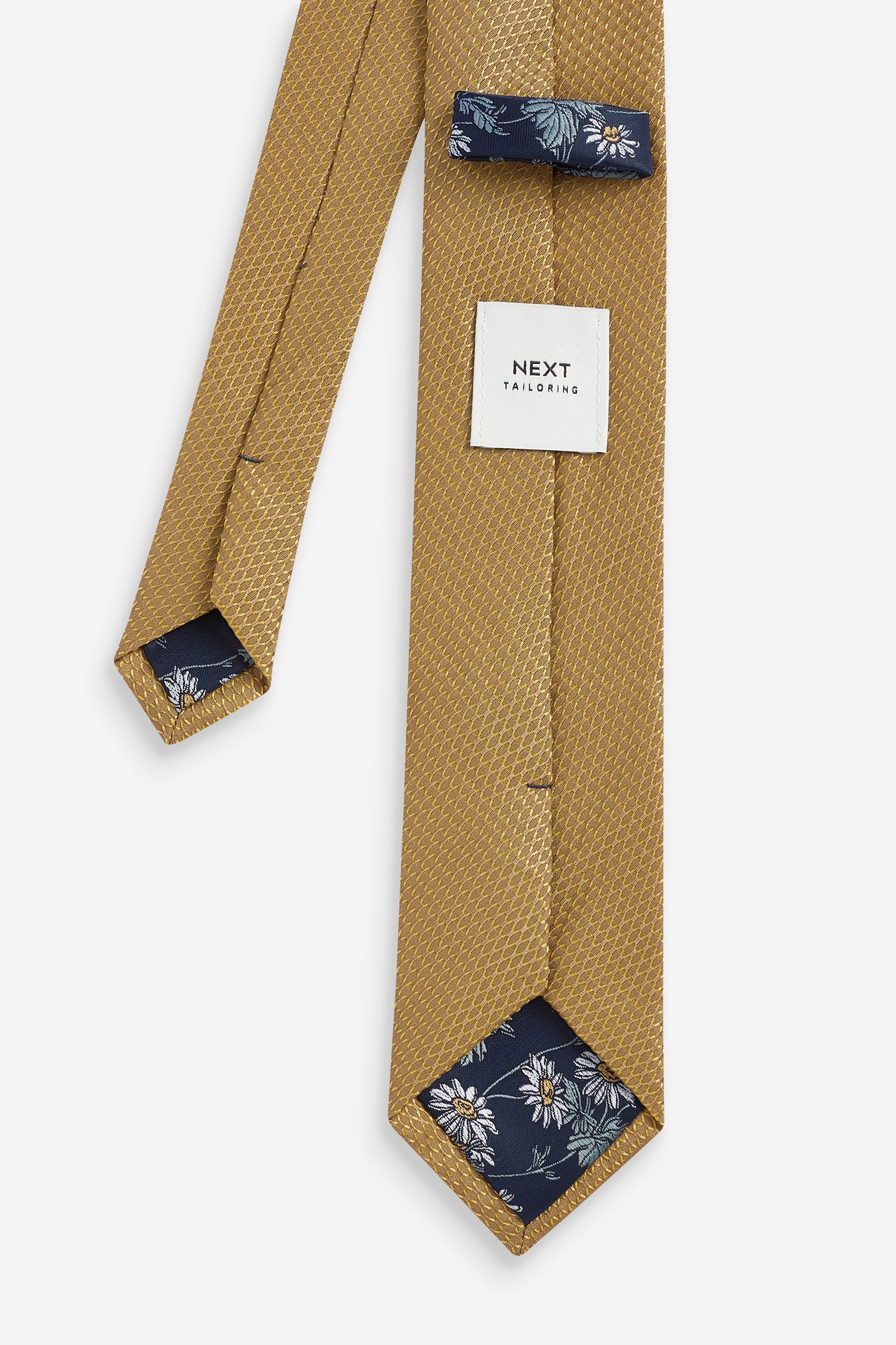 Buy Mustard Yellow Slim Textured Tie And Clip Set from the Next UK ...