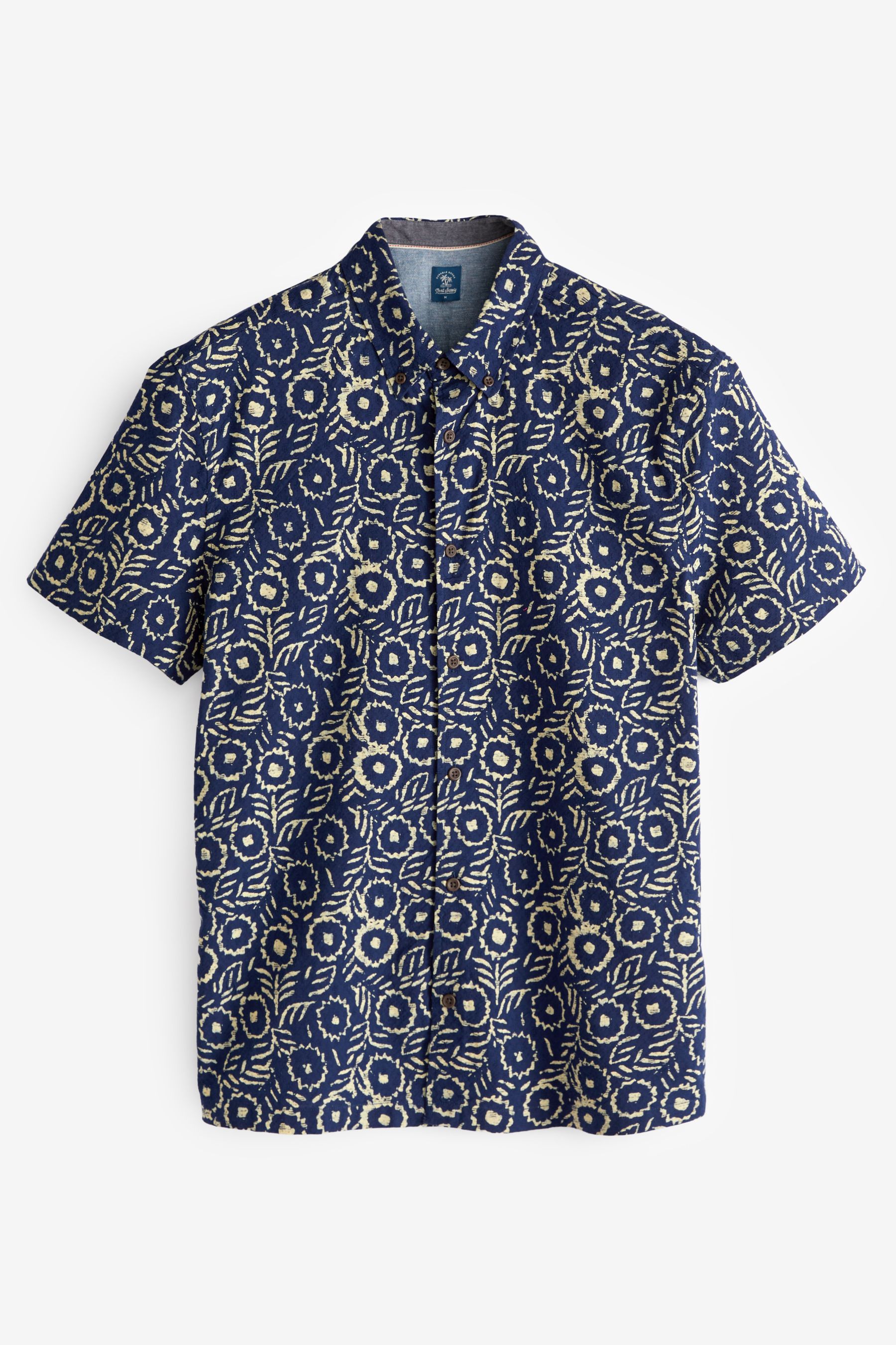 Buy Navy Blue Geo Printed Short Sleeve Shirt from the Next UK online shop