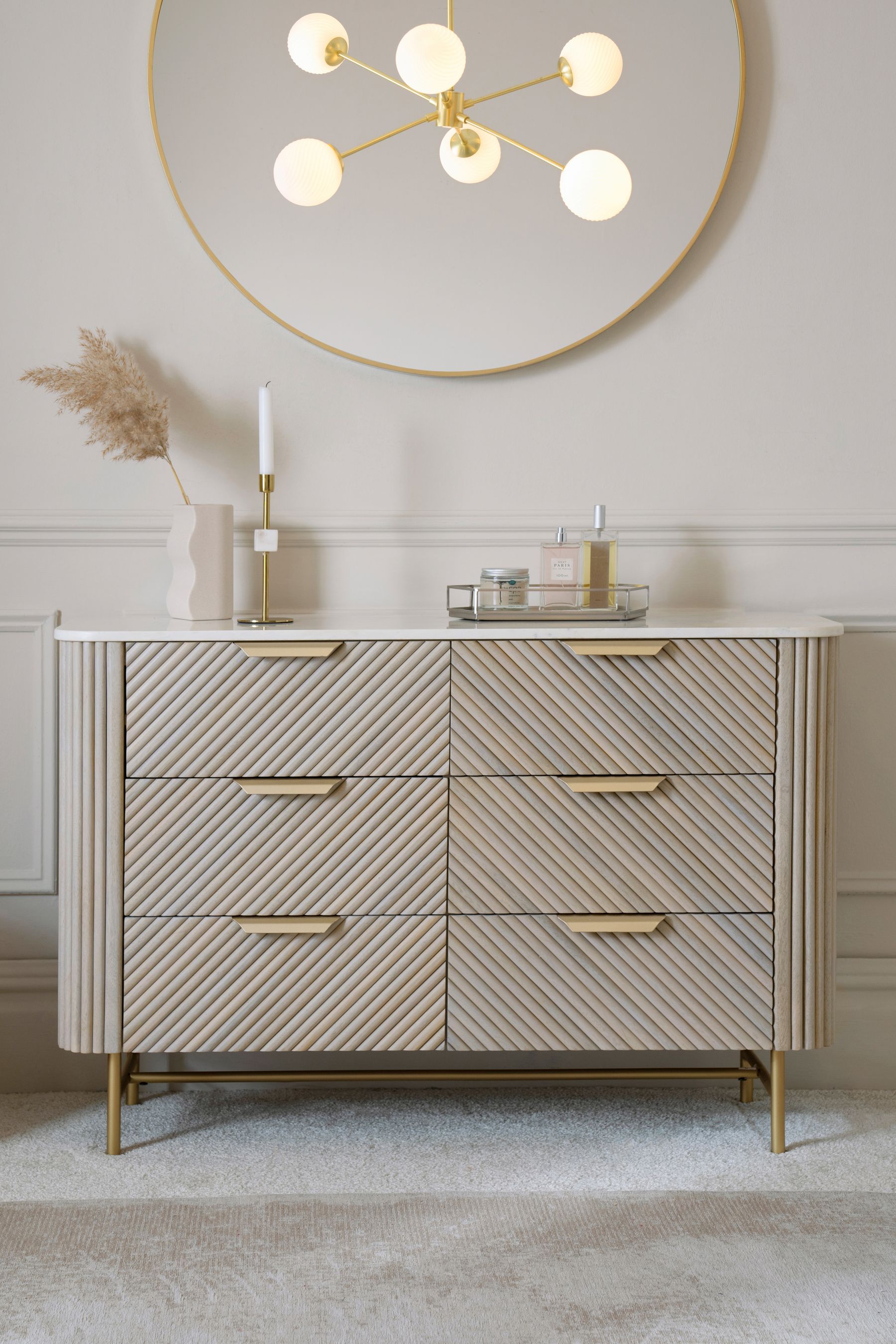 Buy Light Grey Valencia Mango 6 Drawer Chest of Drawers from the Next ...