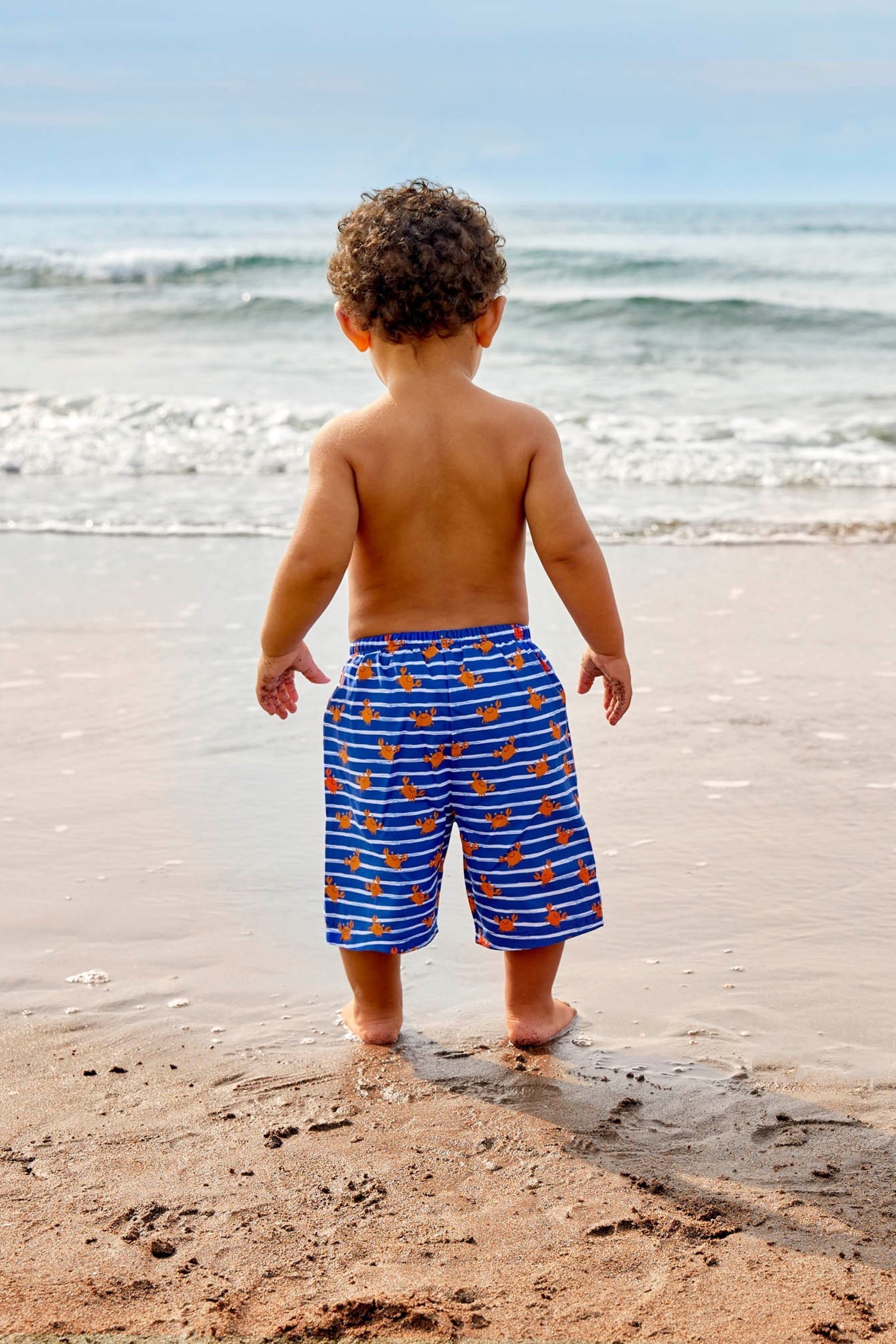 Buy JoJo Maman Bébé Blue Crab Swim Shorts with Integral Nappy from the ...