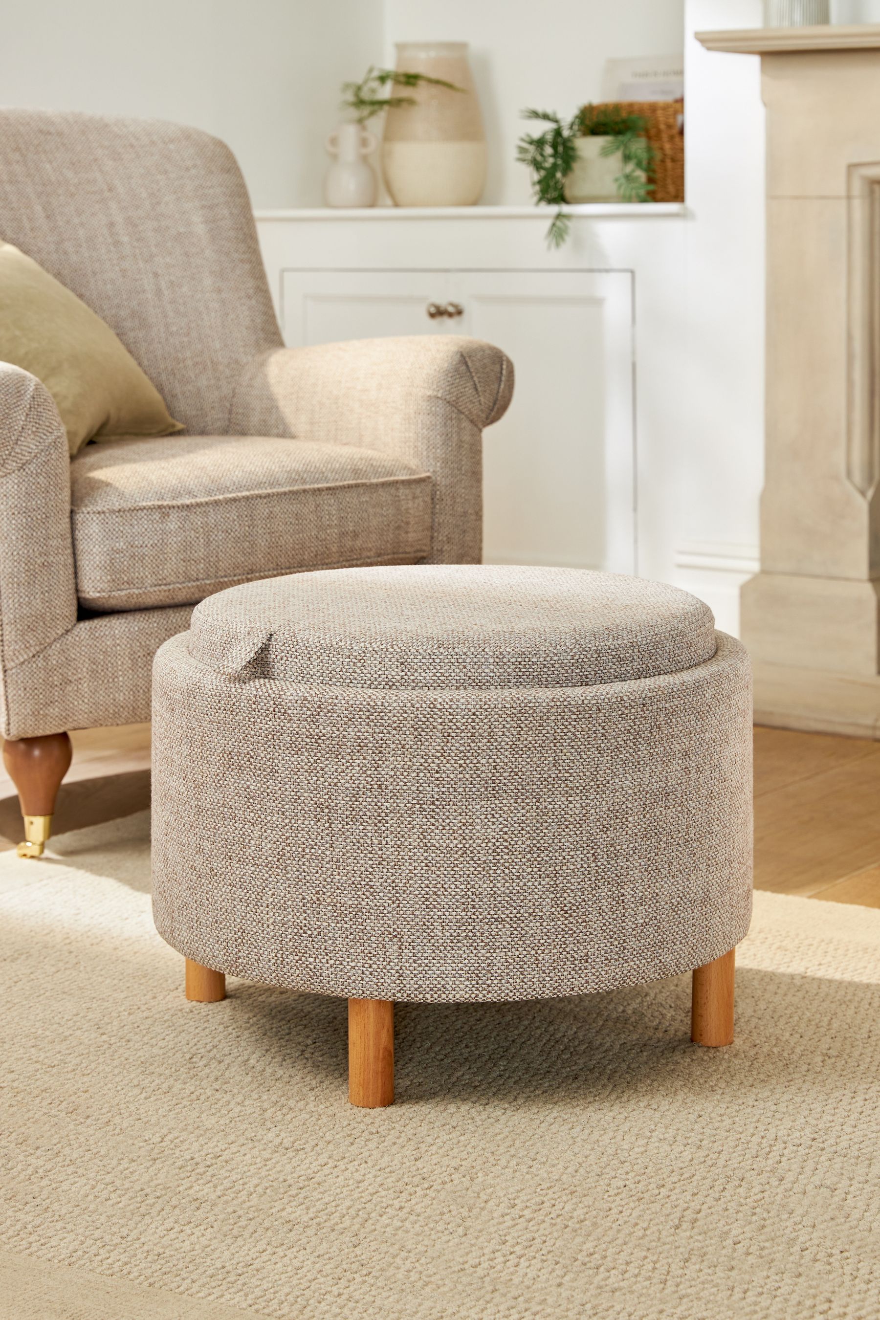 Buy Chunky Weave Mid Natural Ashton Storage Stool from the Next UK ...