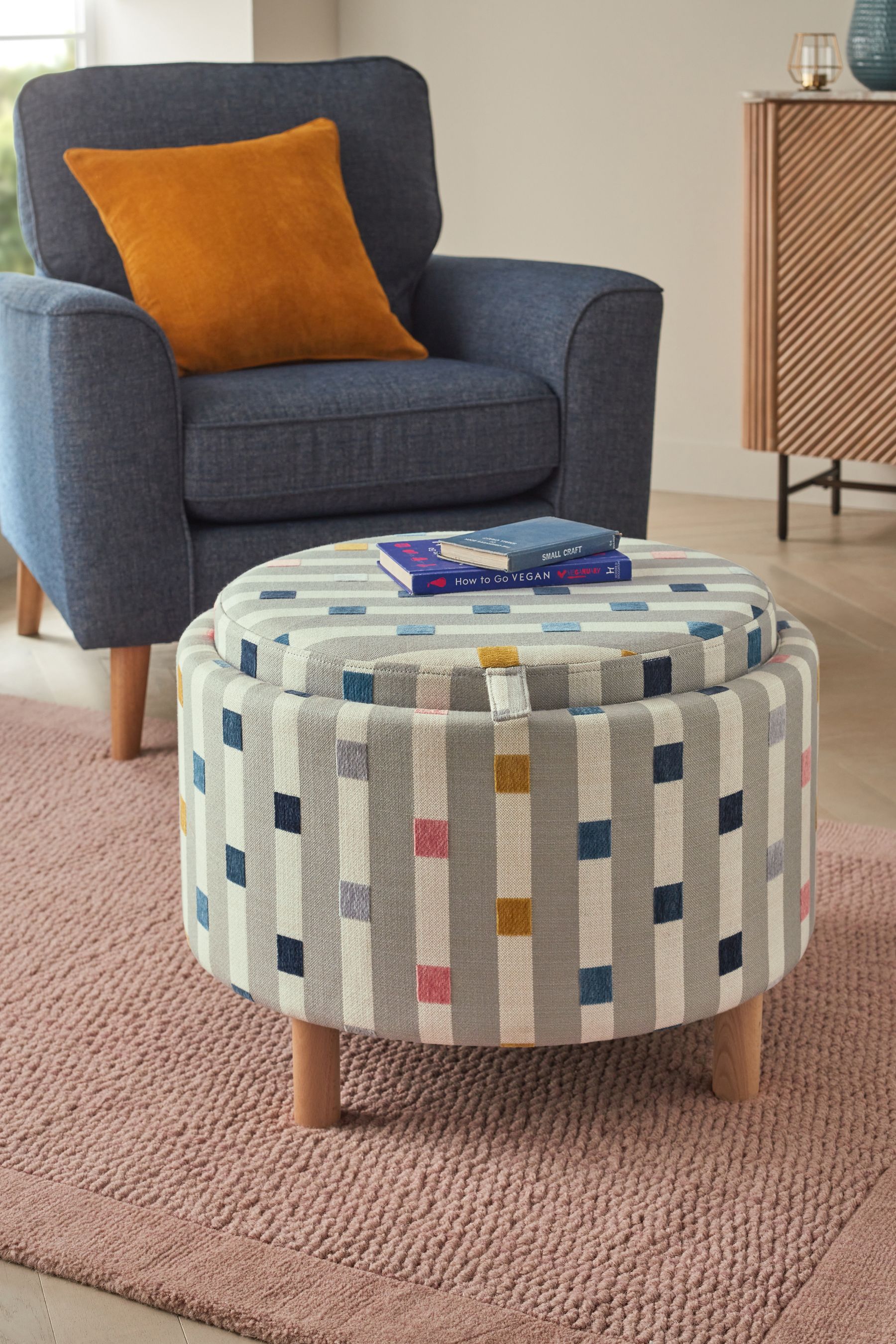 Buy Chunky Stripe Geo Grey Ashton Storage Stool from the Next UK online ...