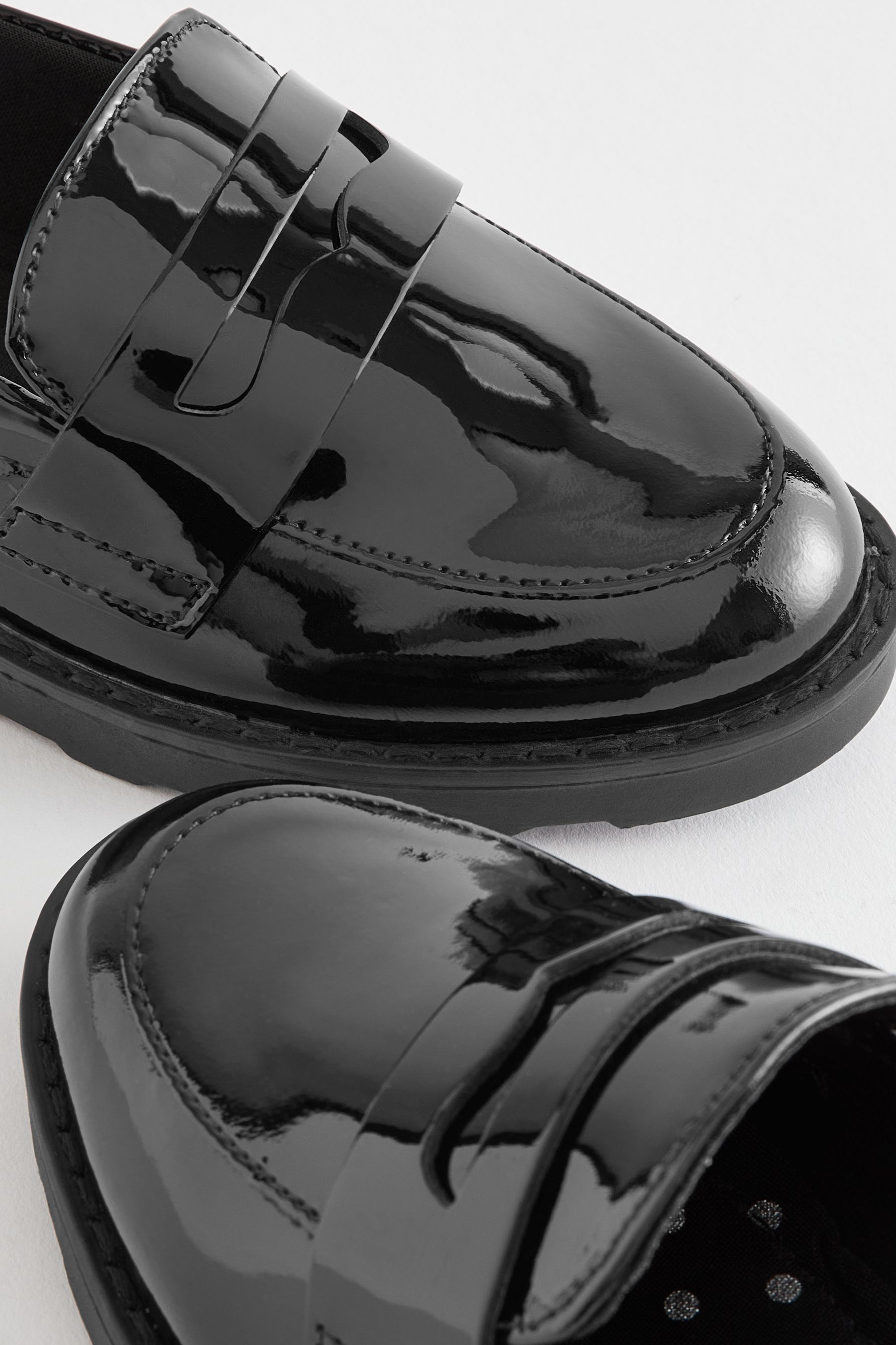 Buy Black Patent School Leather Slim Sole Loafers from the Next UK ...