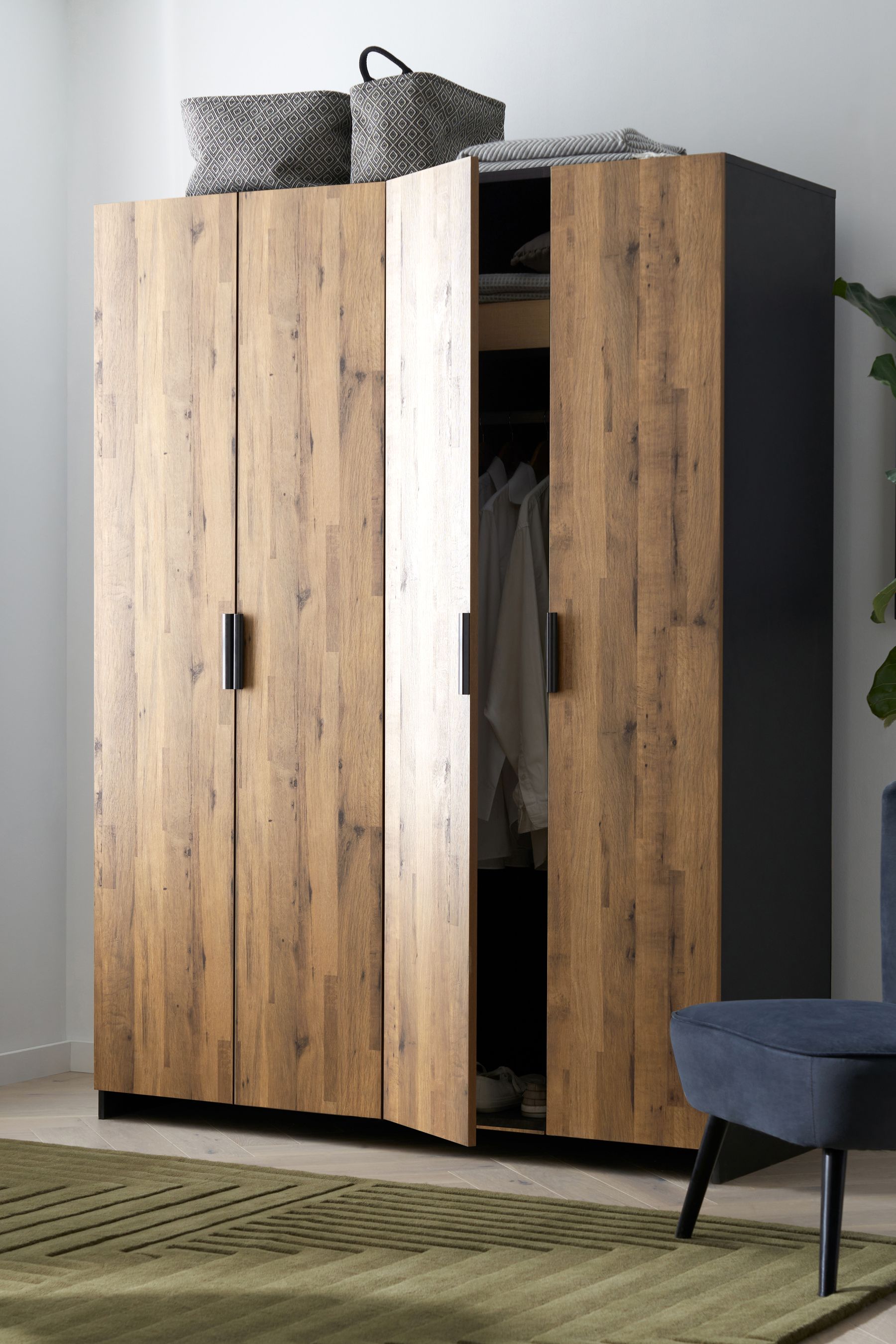 Buy Dark Bronx Oak Effect 4 Door Wardrobe from the Next UK online shop