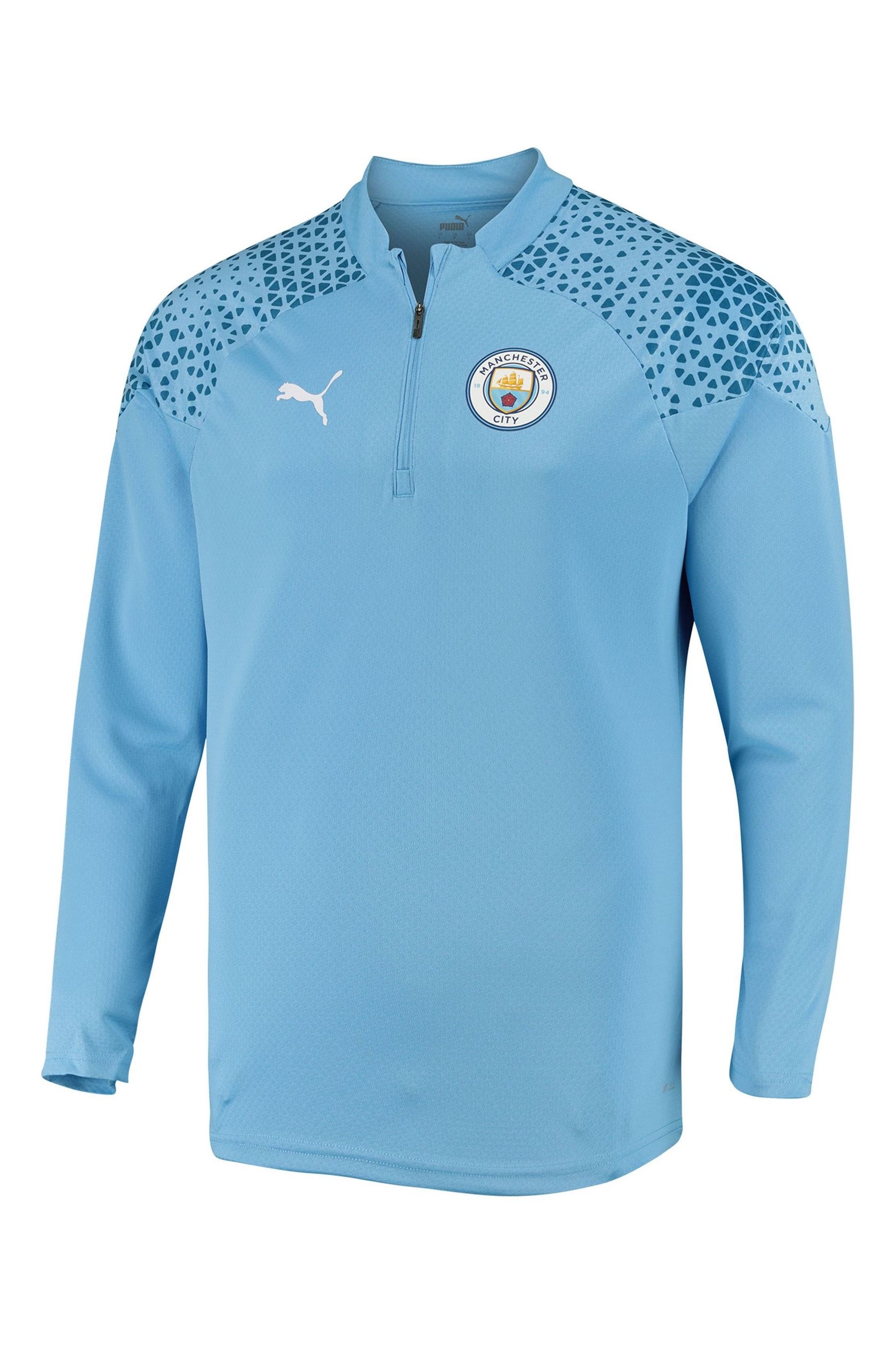 Buy Puma Light Blue Manchester City 1/4 Zip Training Top from the Next ...
