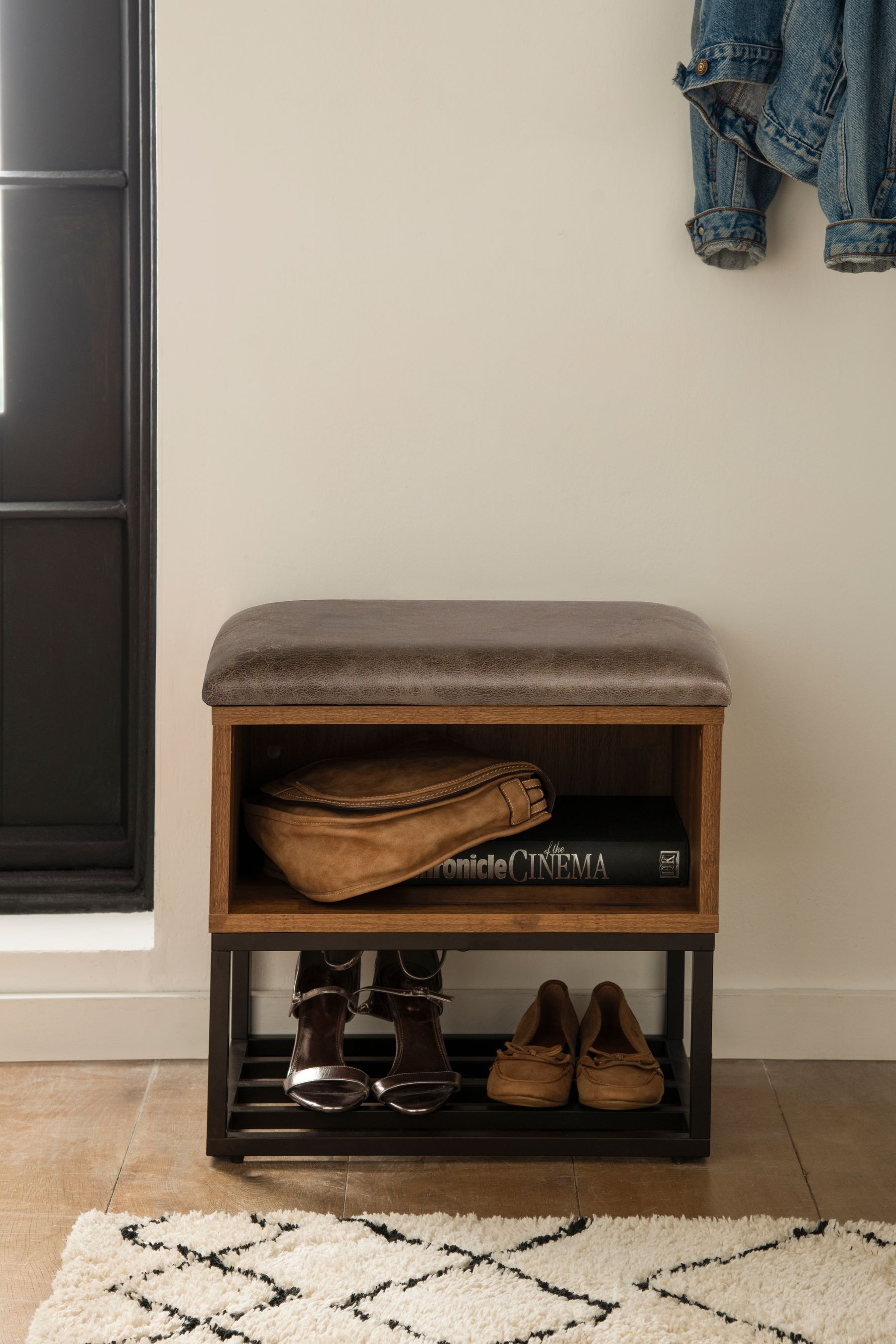 Buy Dark Natural Bronx Oak Effect Hall Storage Stool from the Next UK ...