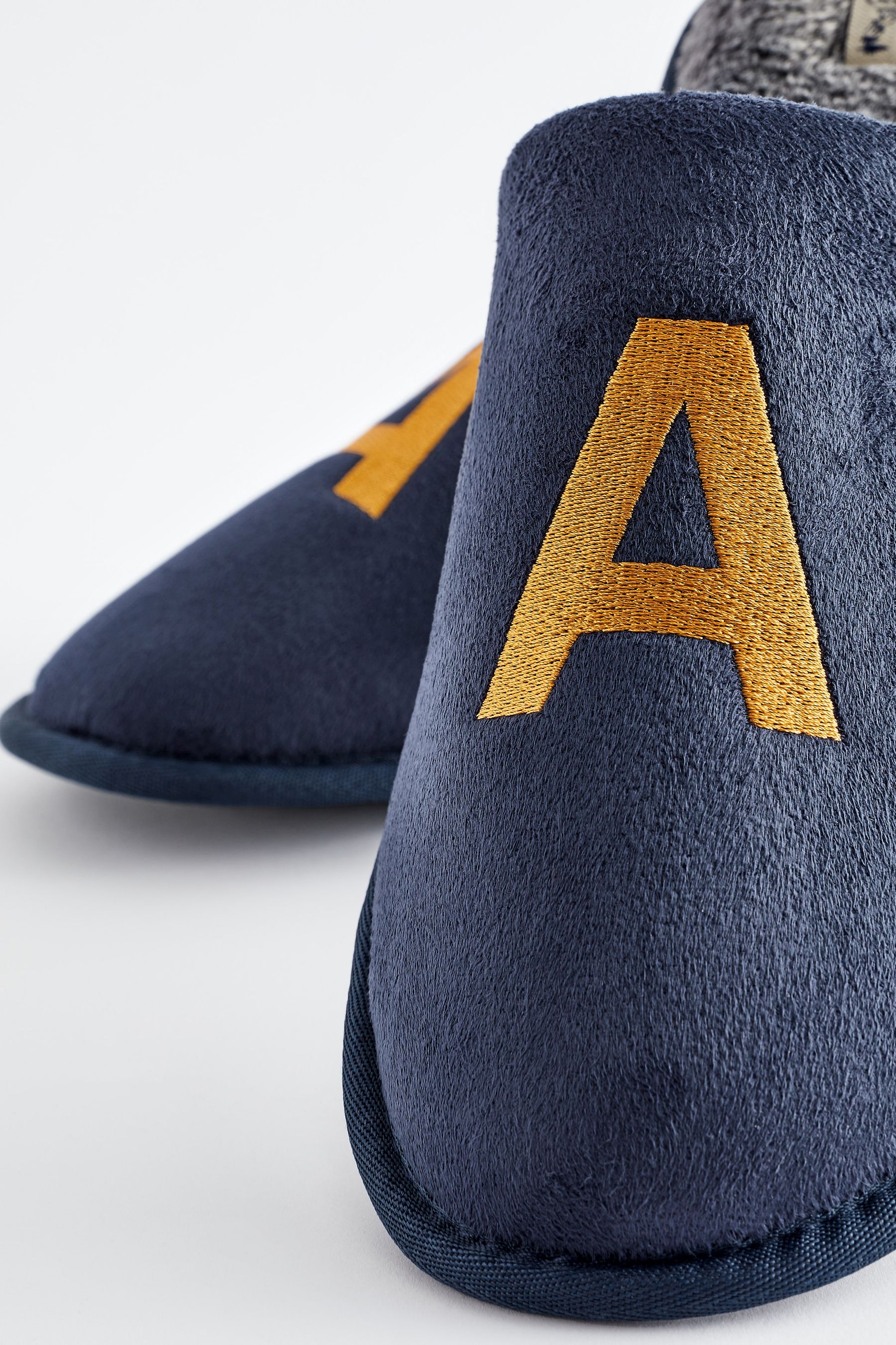Buy Navy Blue Large Monogram Slippers from the Next UK online shop