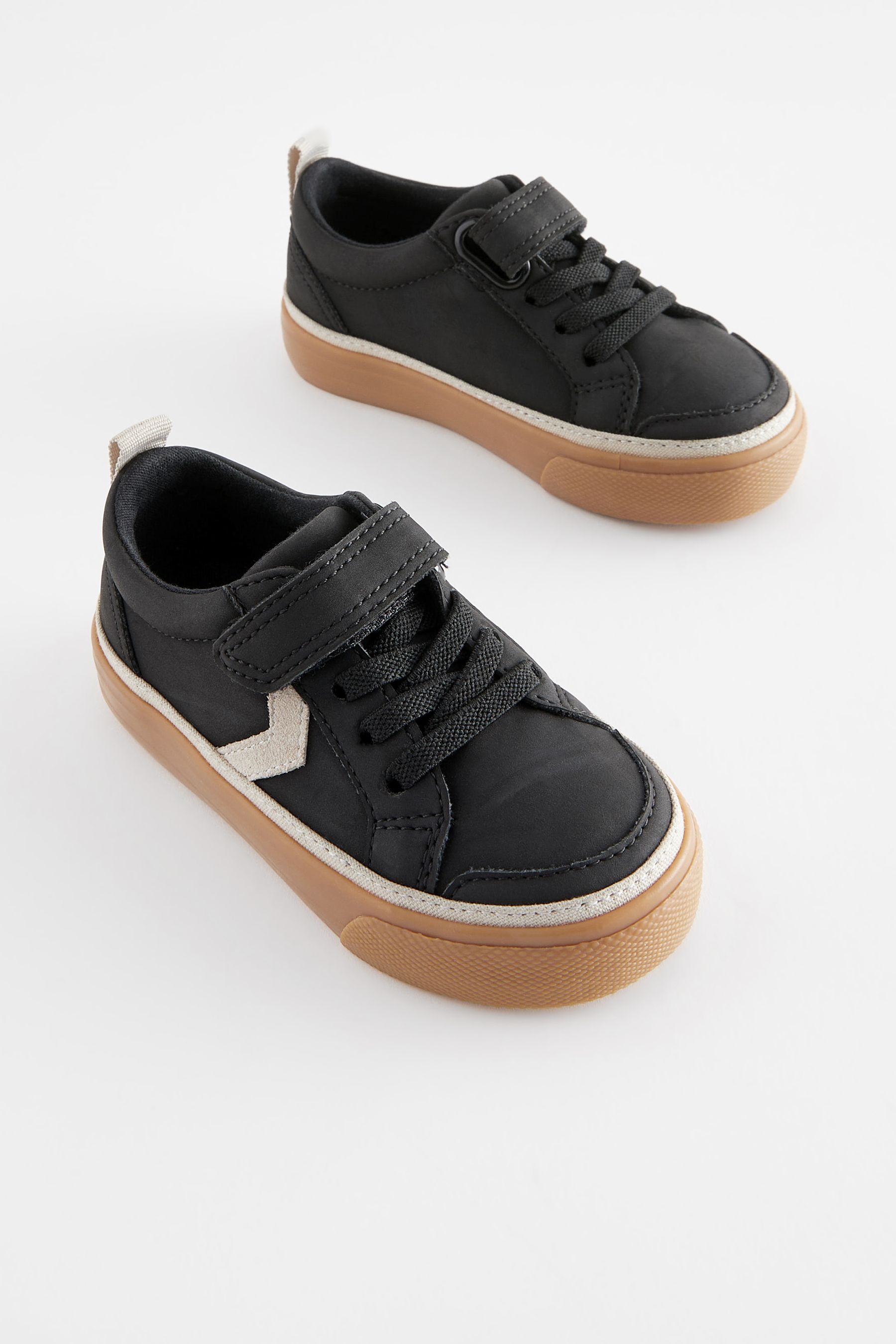 Buy Black Standard Fit (F) Touch Fastening Chevron Trainers from the ...