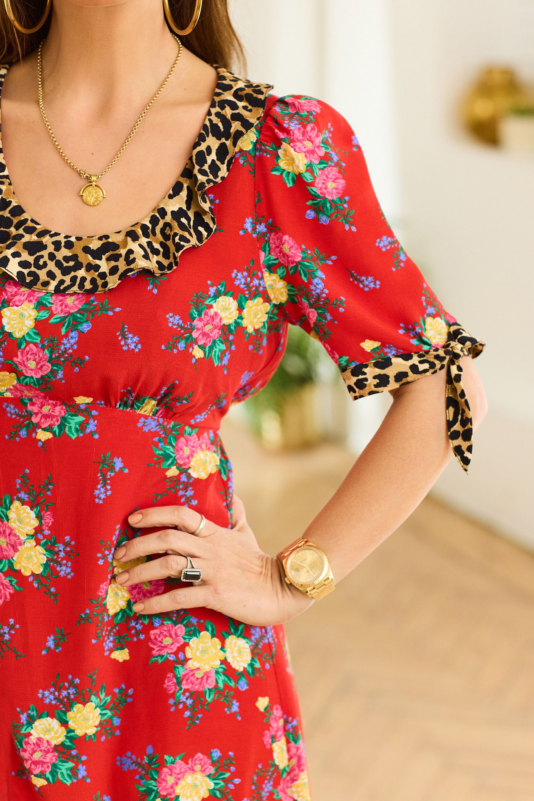 Buy Myleene Klass Red Mix Print Midi Dress from Next Ireland