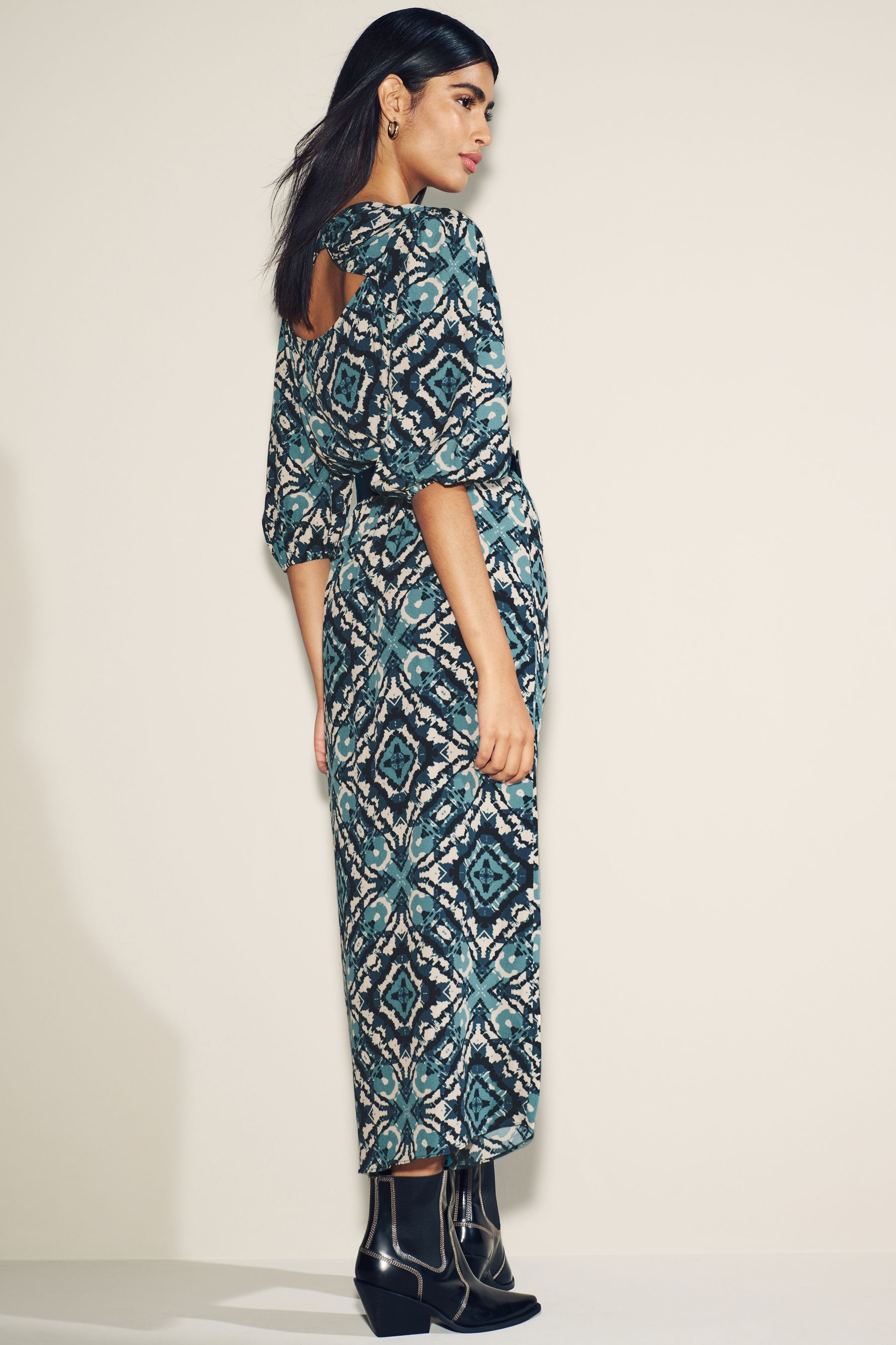 Buy Myleene Klass Blue Ikkat Bow Back Dress From Next Ireland