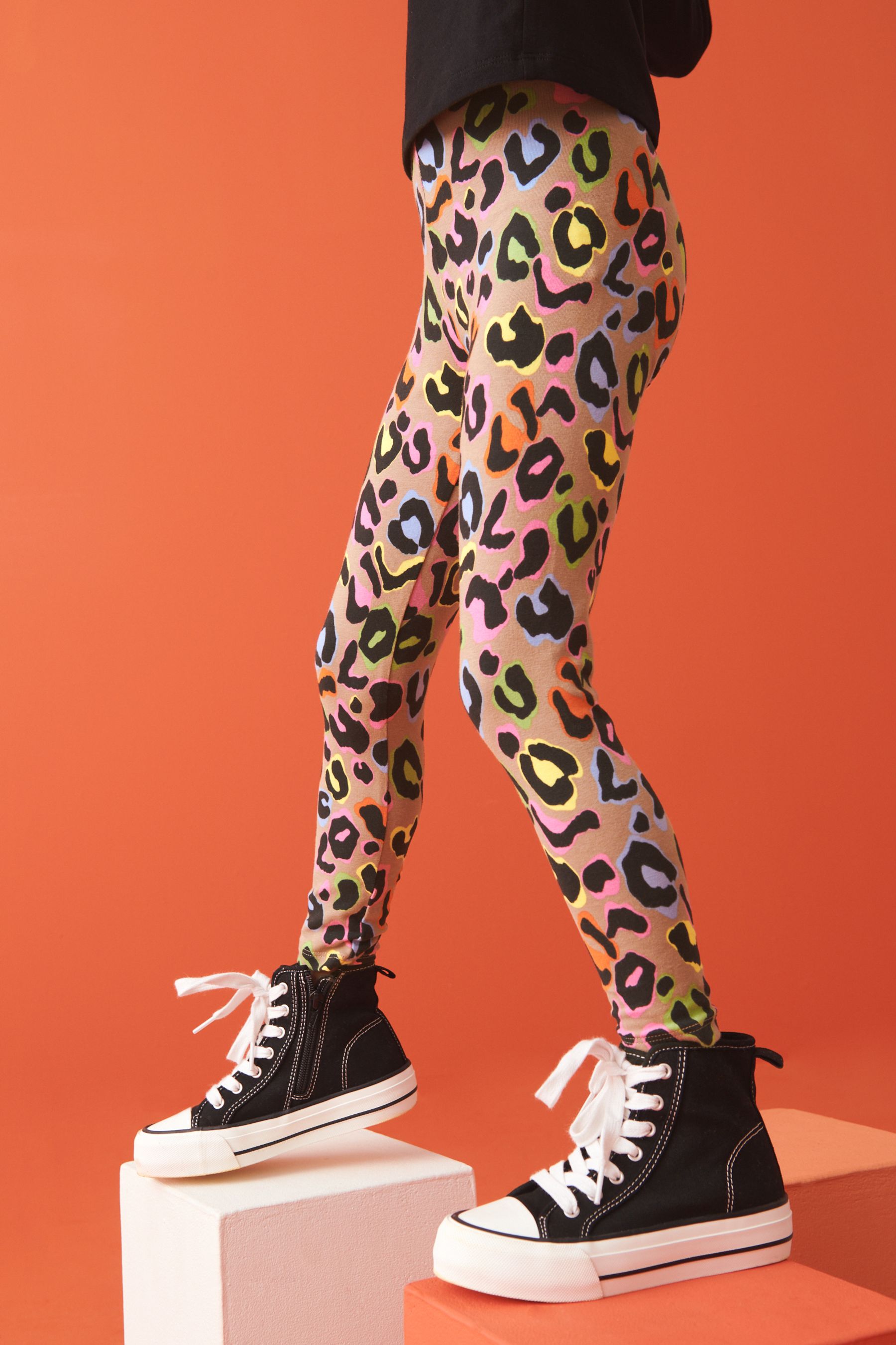 Buy Neutral Bright Animal Print Leggings (3-16yrs) from the Next UK online shop