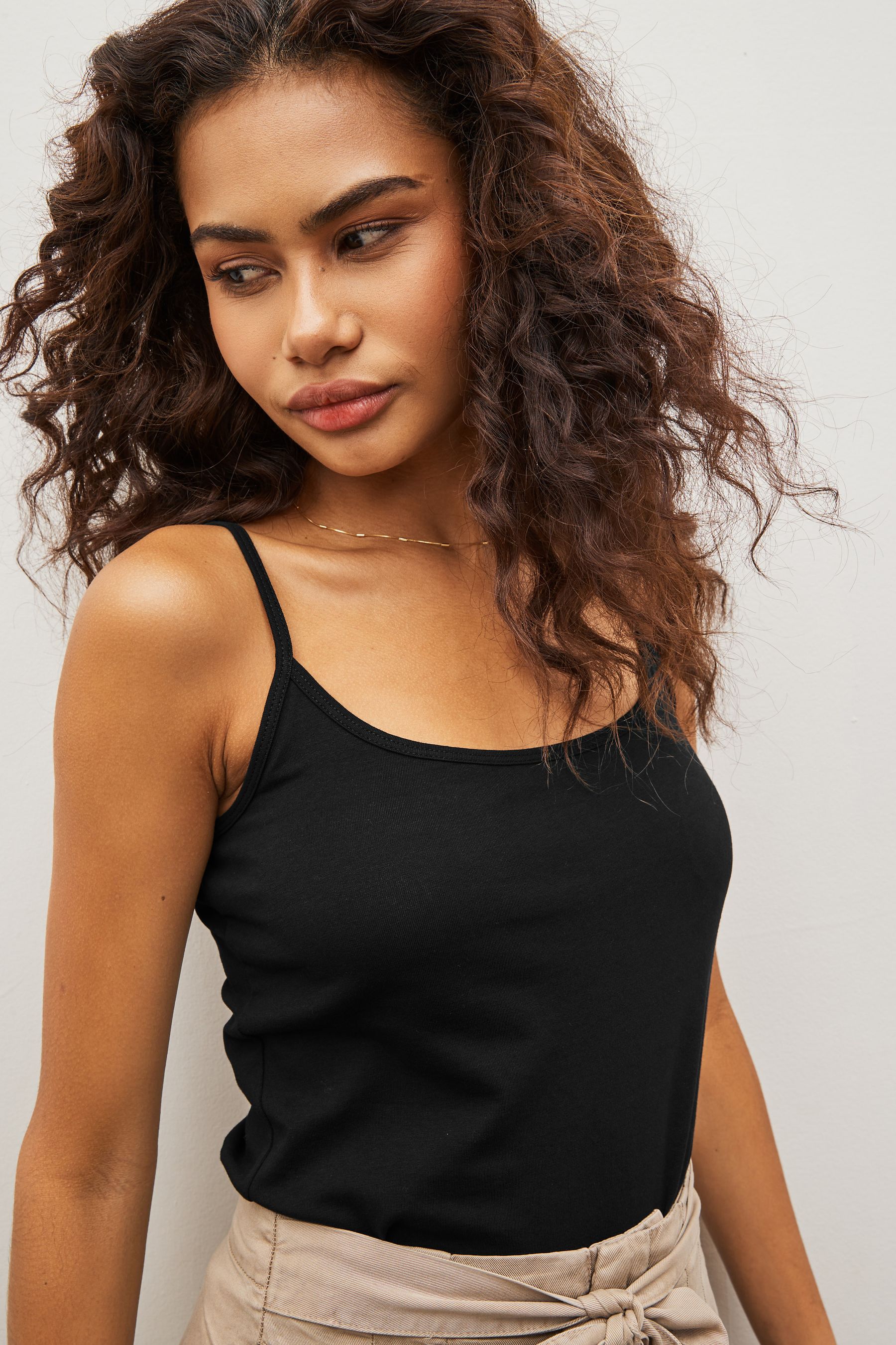 Buy Black/Black/White Thin Strap Vest 3 Packs from the Next UK online shop