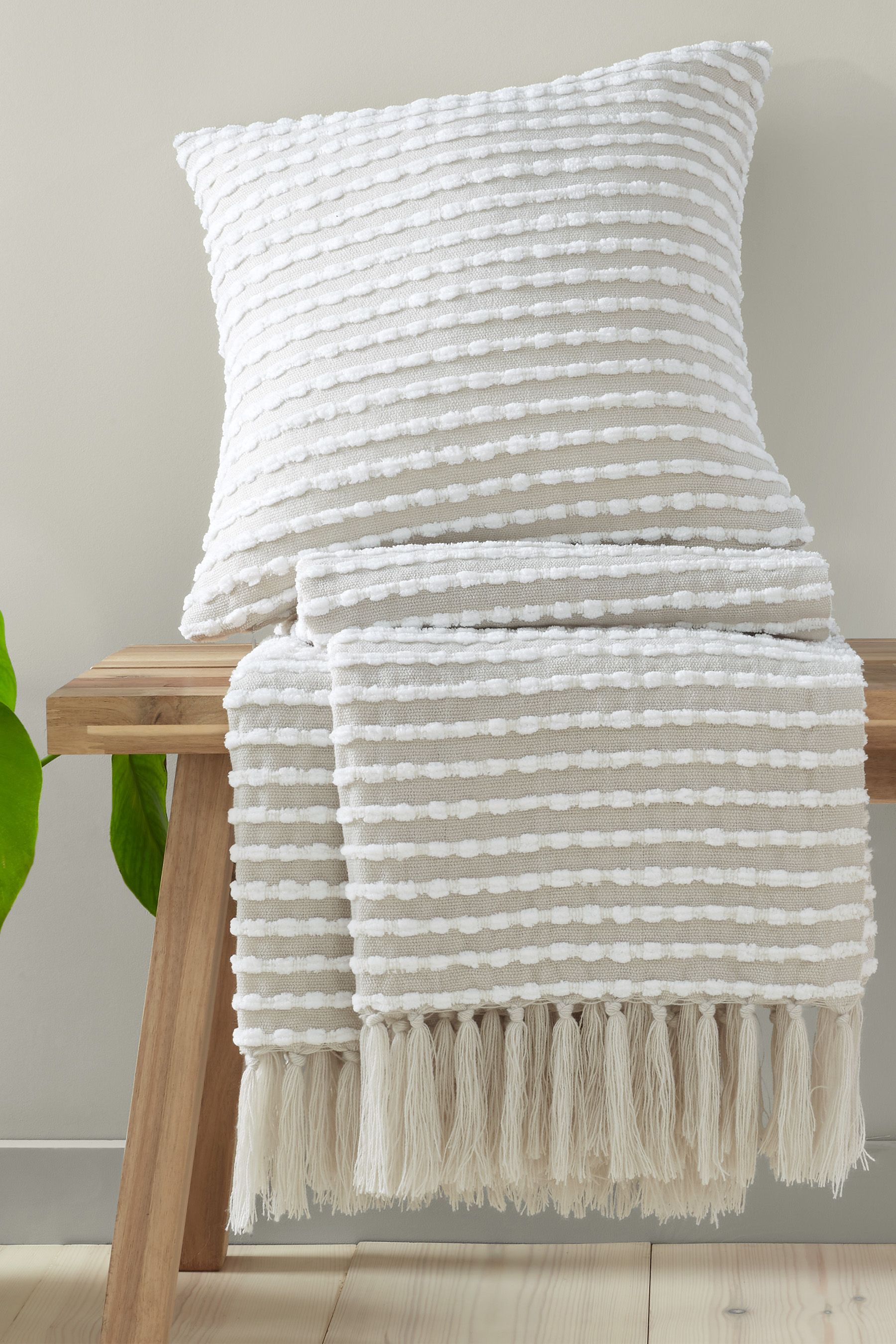 Buy Catherine Lansfield Natural Stab Stitch Throw from the Next UK ...
