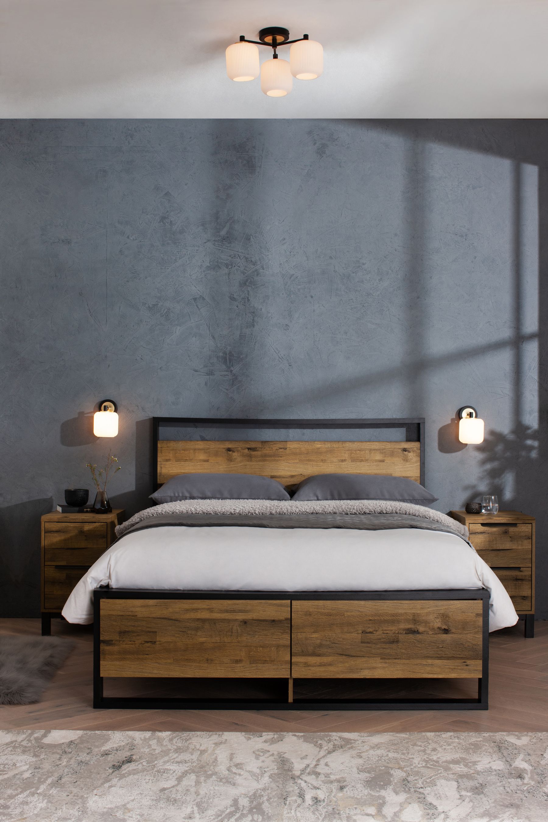 Buy Bronx Oak Effect Axel Wooden Drawer Storage Bed Frame from the Next ...